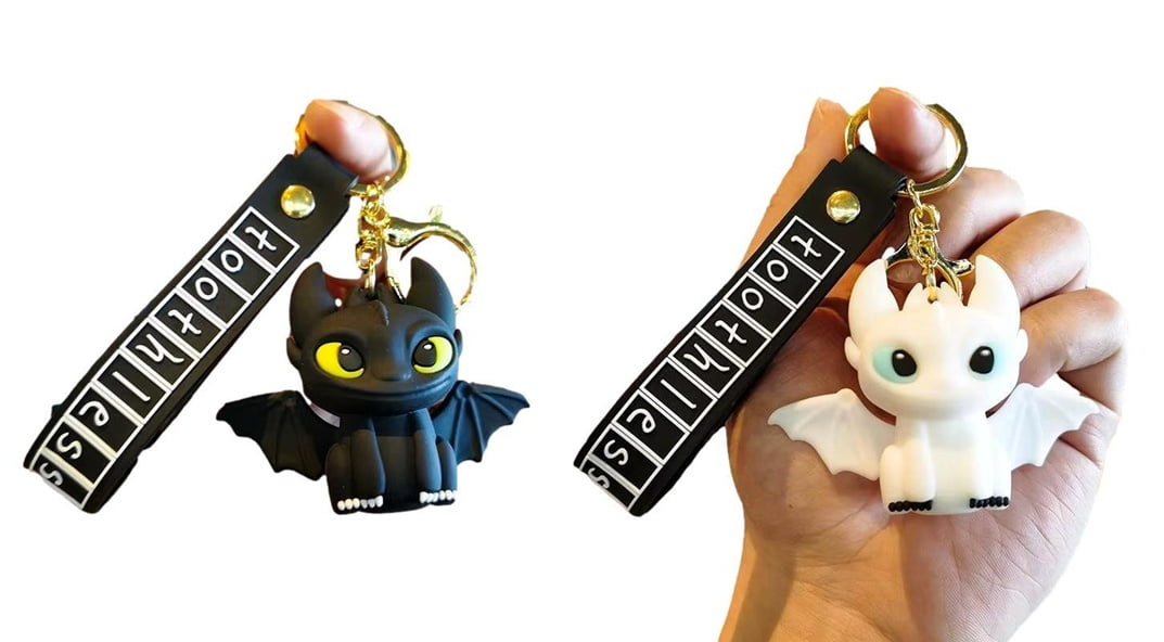 Toothless and Light Fury Characters 3D Silicone Charm Keychain Keyrings ...