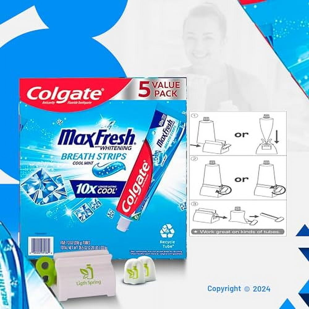 Toothpaste Max Fresh Mint Breath Strips, Cool Mint- Five 7.3 oz Tubes ...