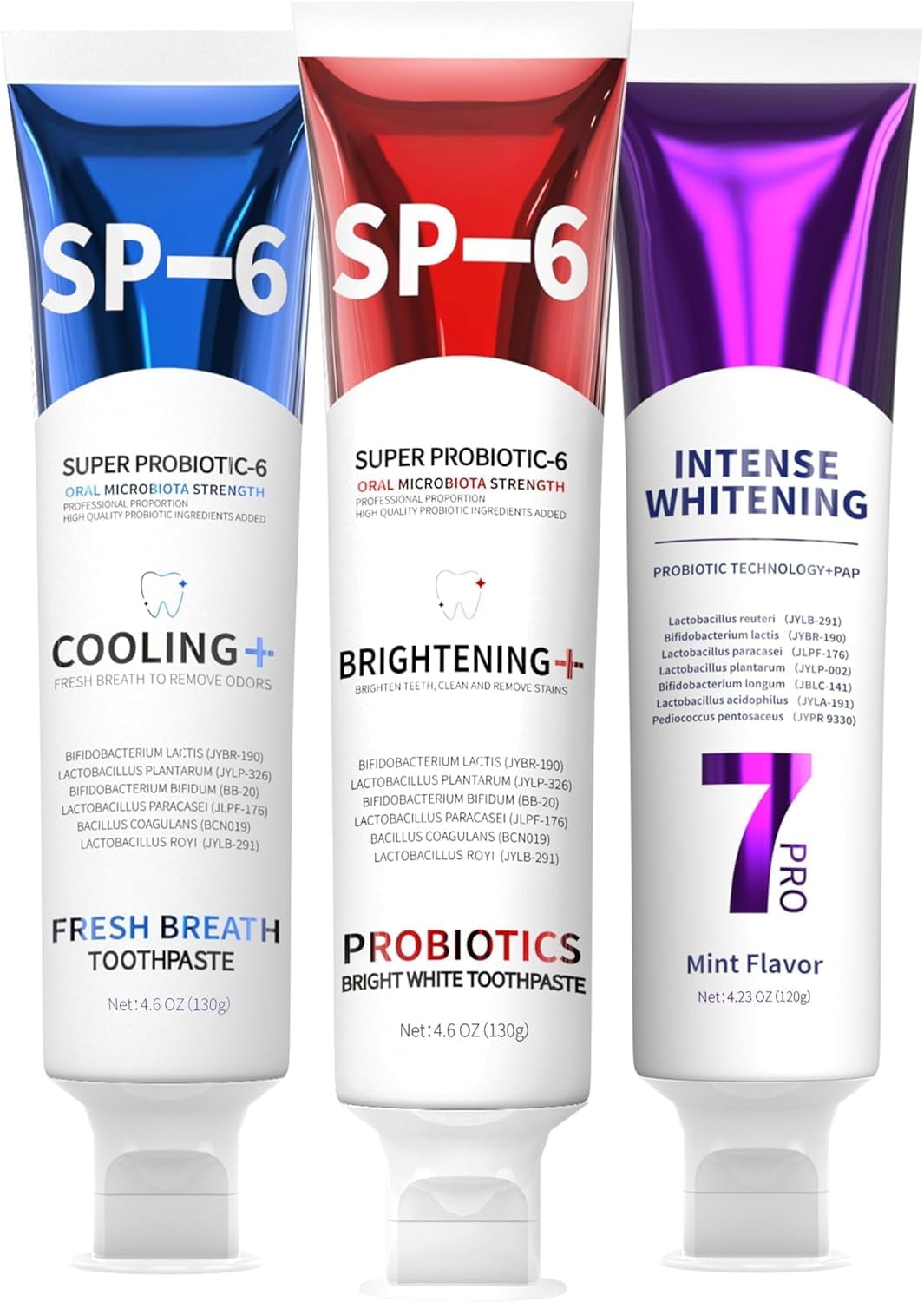 Toothpaste Set - SP-6 Bleaching, SP-6 Cooling Fresh Breath, and 7Pro ...