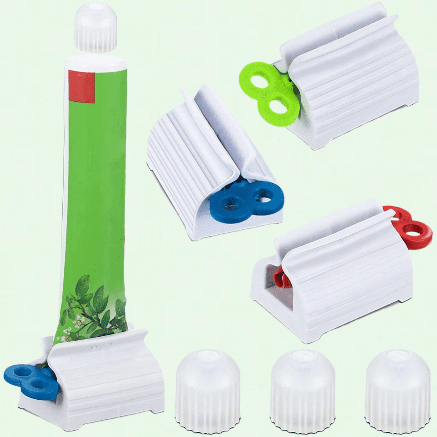 Toothpaste Squeezer Set, Self Cleaning Caps with Stand, Rotate ...