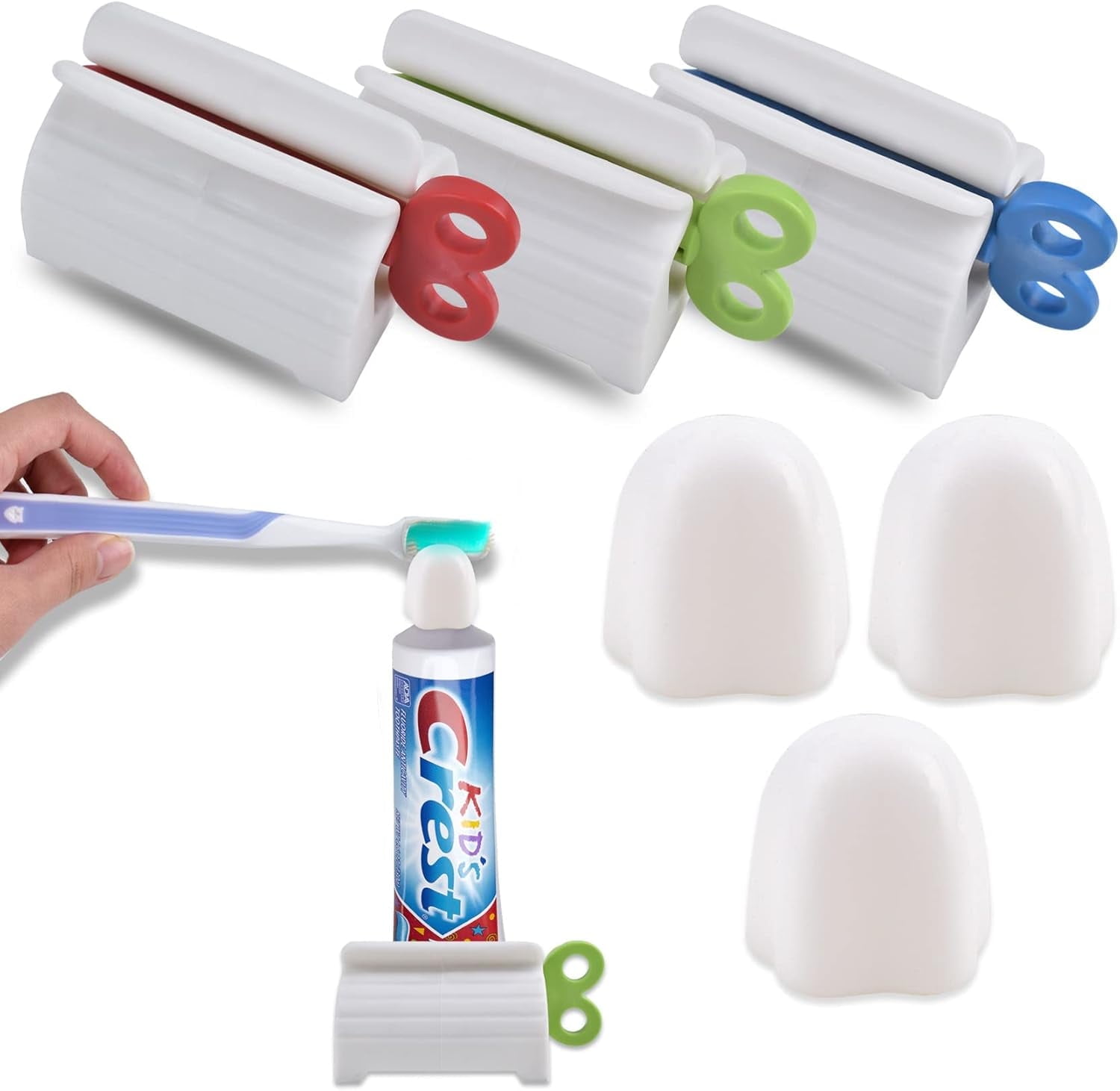 Lnrkai Toothpaste Squeezer and Cap, 3 Pieces Tube Toothpaste Squeezer ...