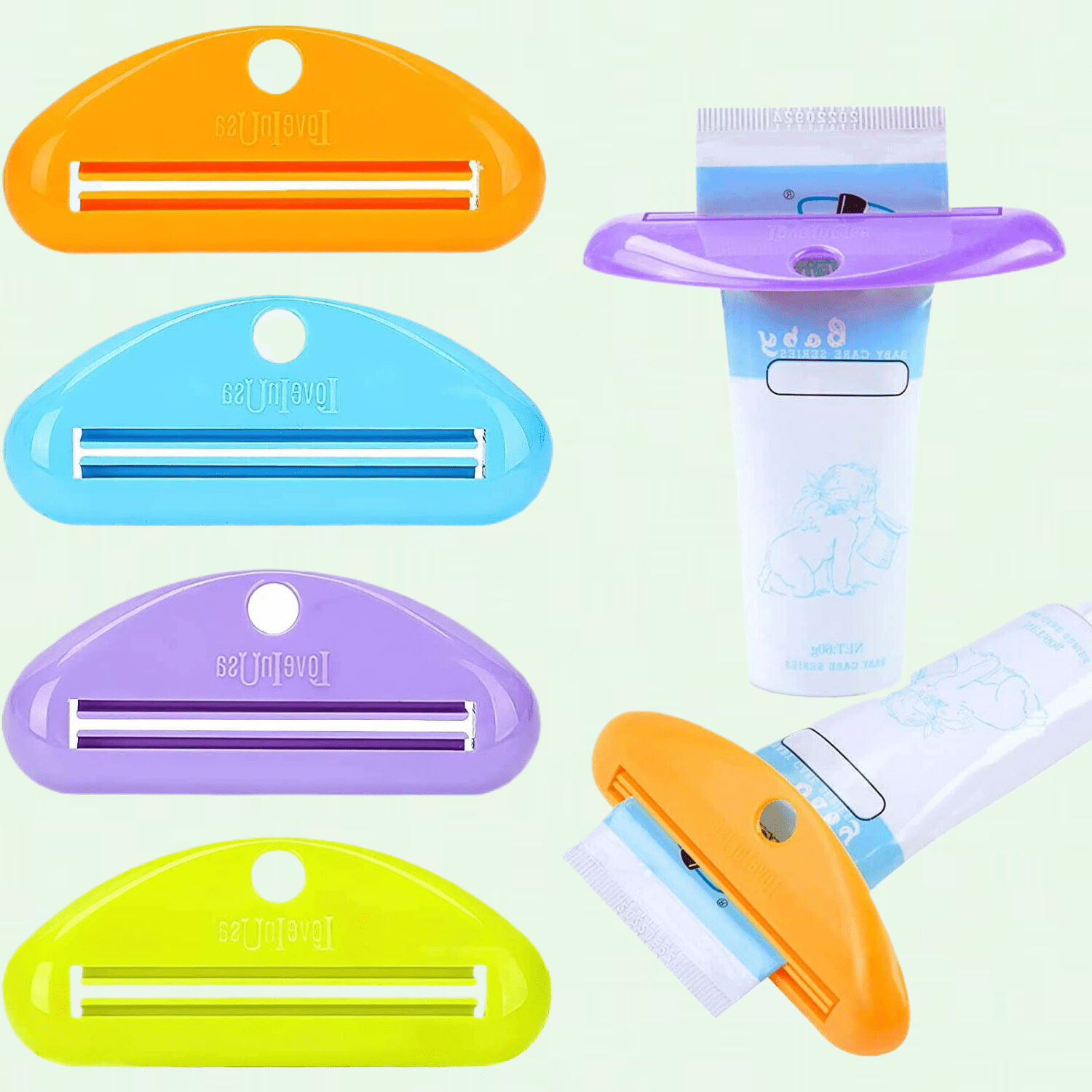 Toothpaste Tube Squeezer Dispenser, 4 Pack Hanging Toothpaste Clips ...