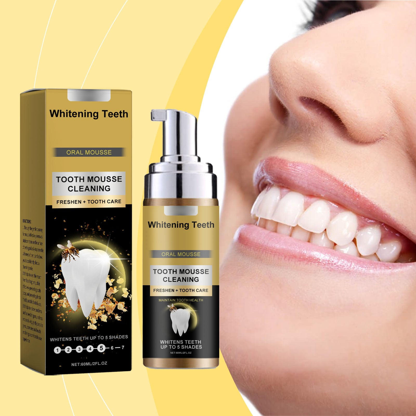 Toothpaste Whitening Foam, 360°for Oral White and Clean, Ultra-fine ...