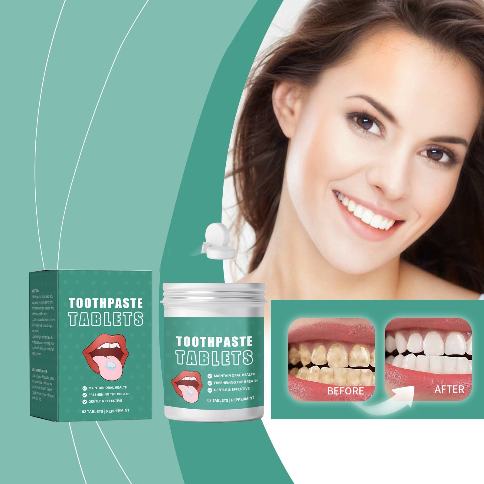 Toothpaste Whitening Mint Toothpaste Tablets, Portable Toothpaste ...