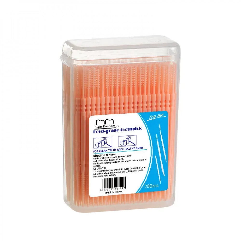 Toothpick Brush 200 PCs Boxed Plastic Toothpick Disposable Household ...