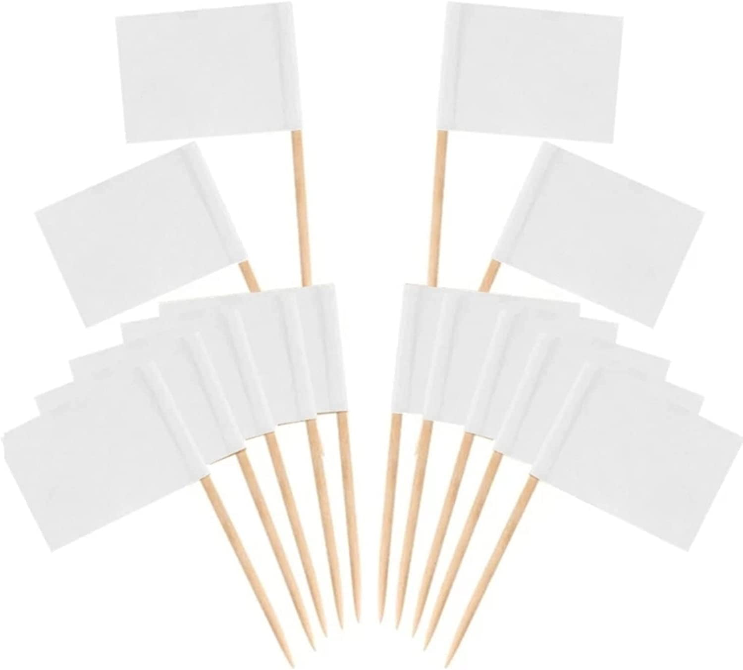 Toothpick Food Flags 100/200PCS Blank, Mini Food Flags with Wooden ...