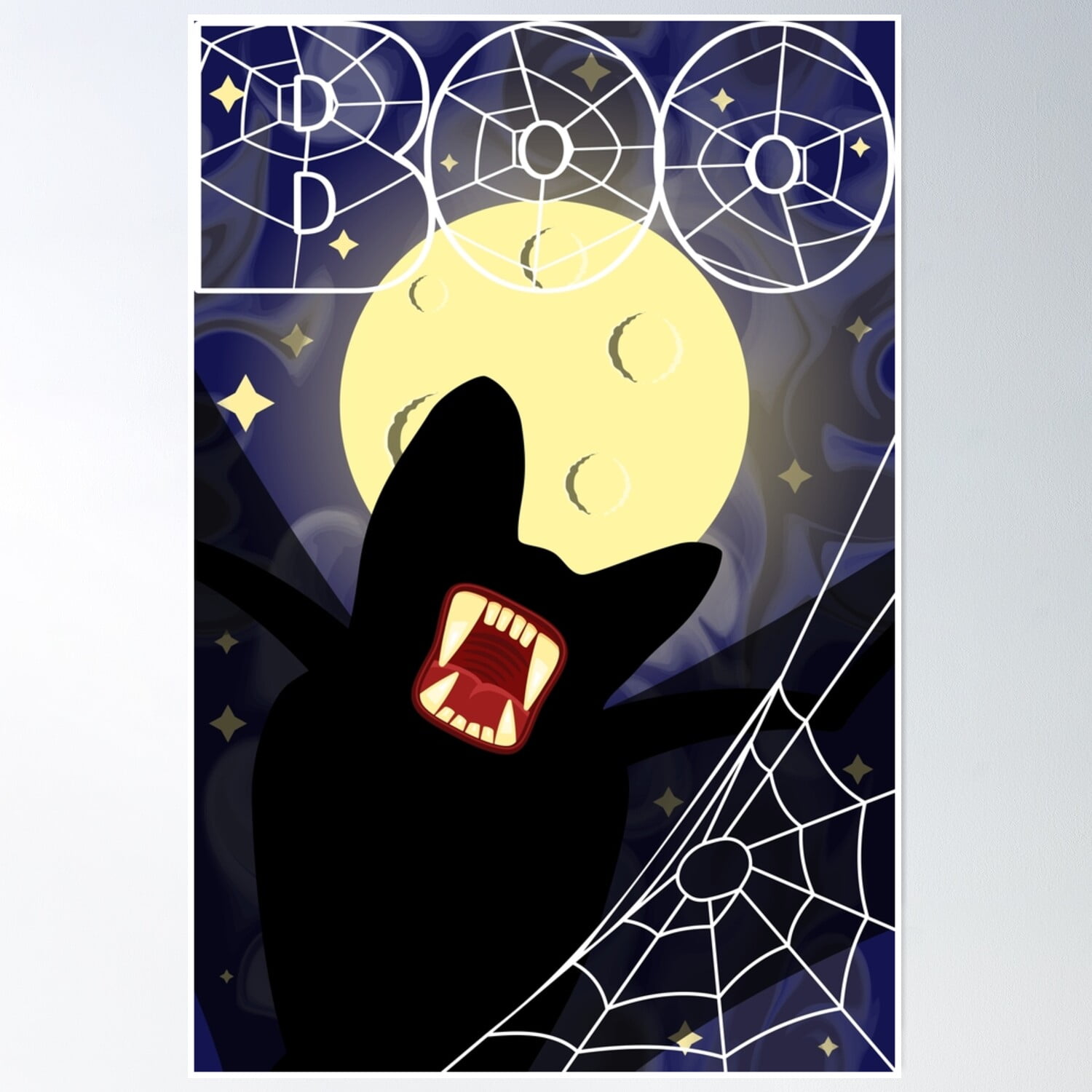 Toothy Bat And Spider Net Poster Wall Art, Modern Wall Decor, 8x12 ...