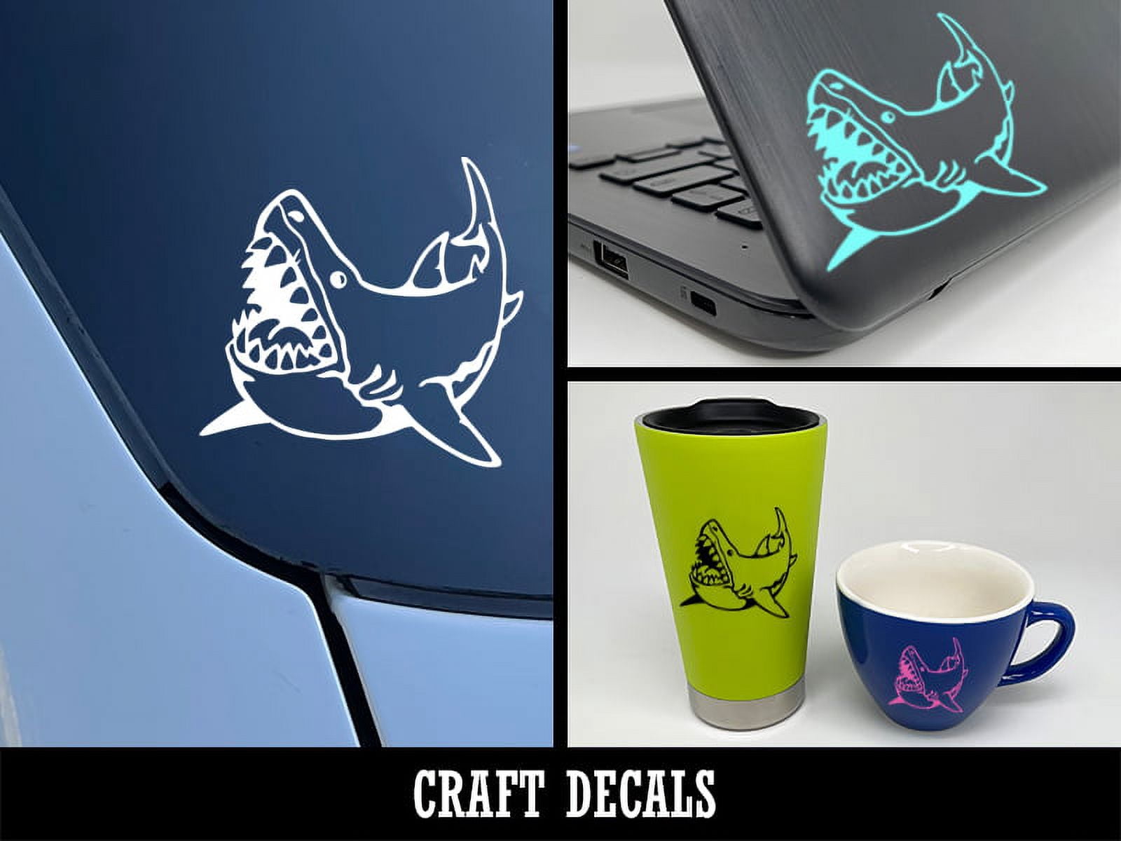 Toothy Great White Shark Craft Vinyl Indoor Outdoor Decal Sticker ...