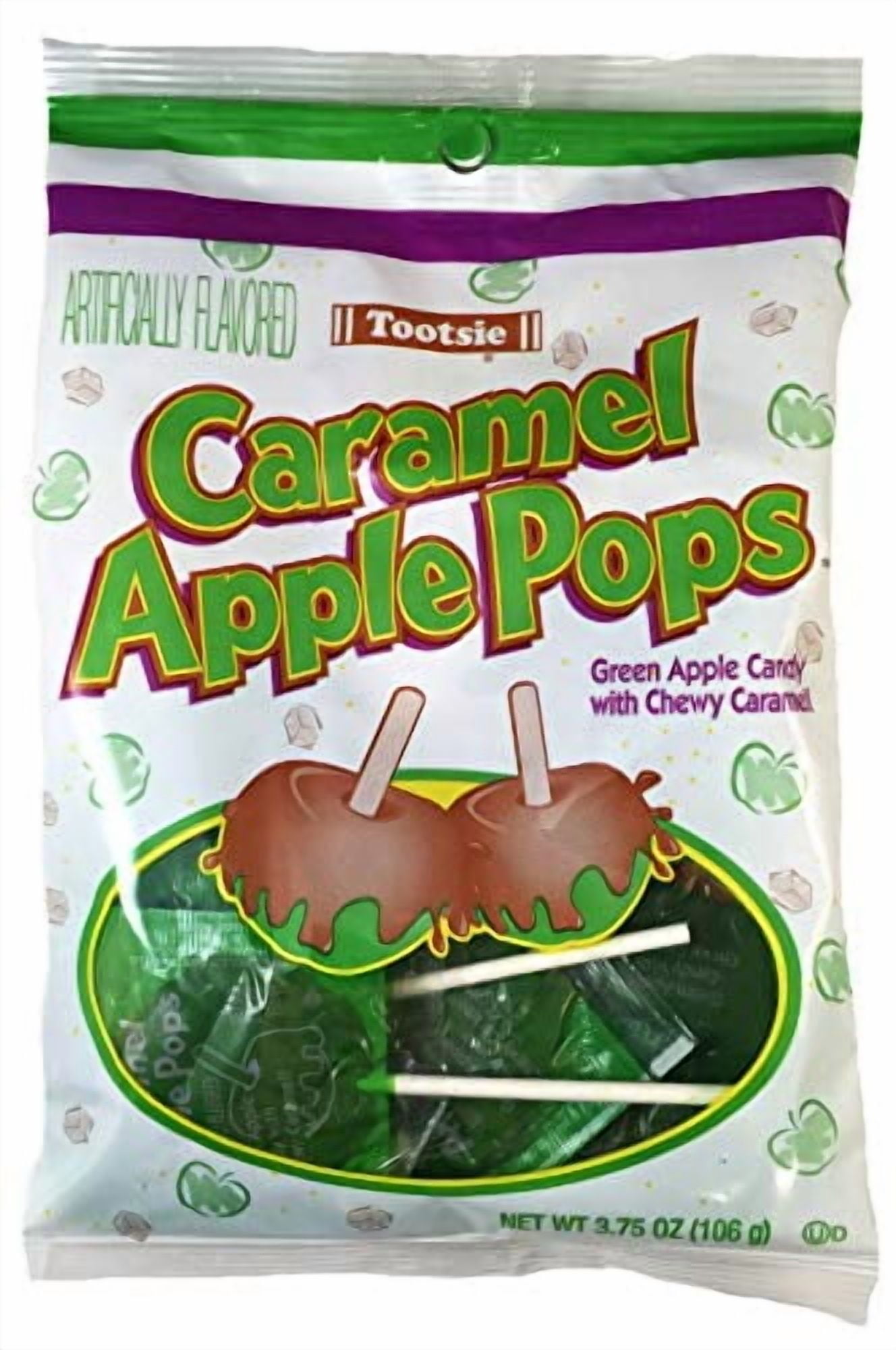 Tootsie Caramel Apple Pops - Green Apple Candy with Caramel - Wrapped ...