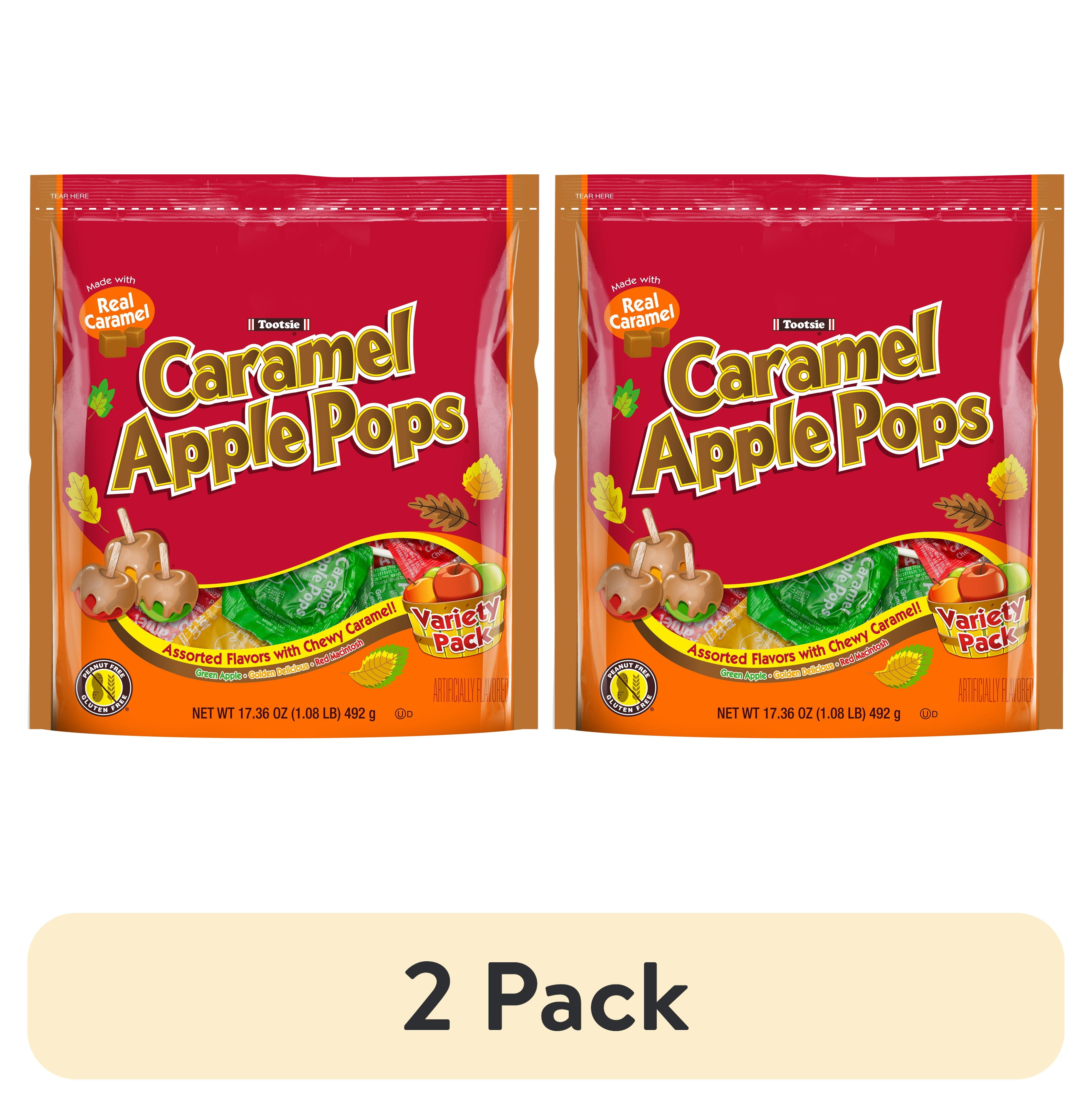 (2 pack) Tootsie Caramel Apple Pops, Caramel Coated Assorted Apple Lollipops, Individually ...