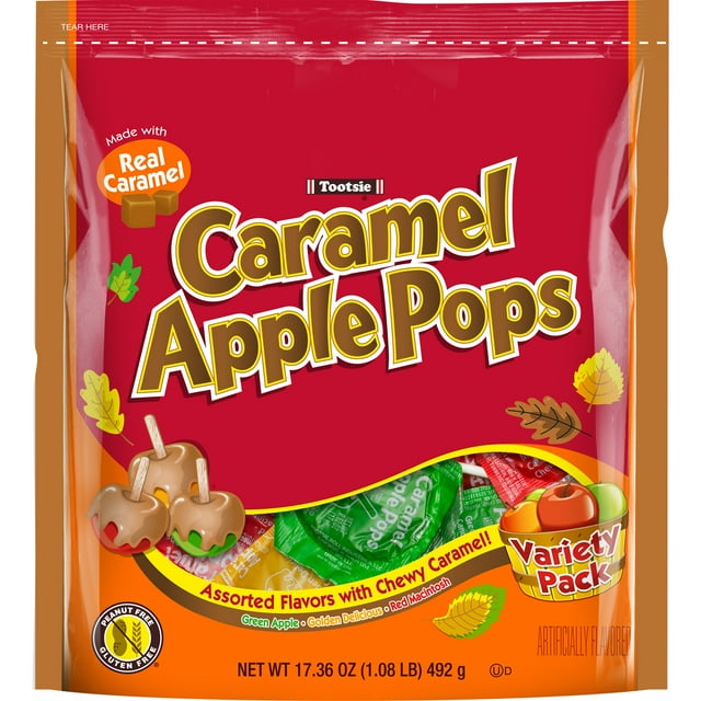 Tootsie Caramel Apple Pops, Caramel Coated Assorted Apple Lollipops ...