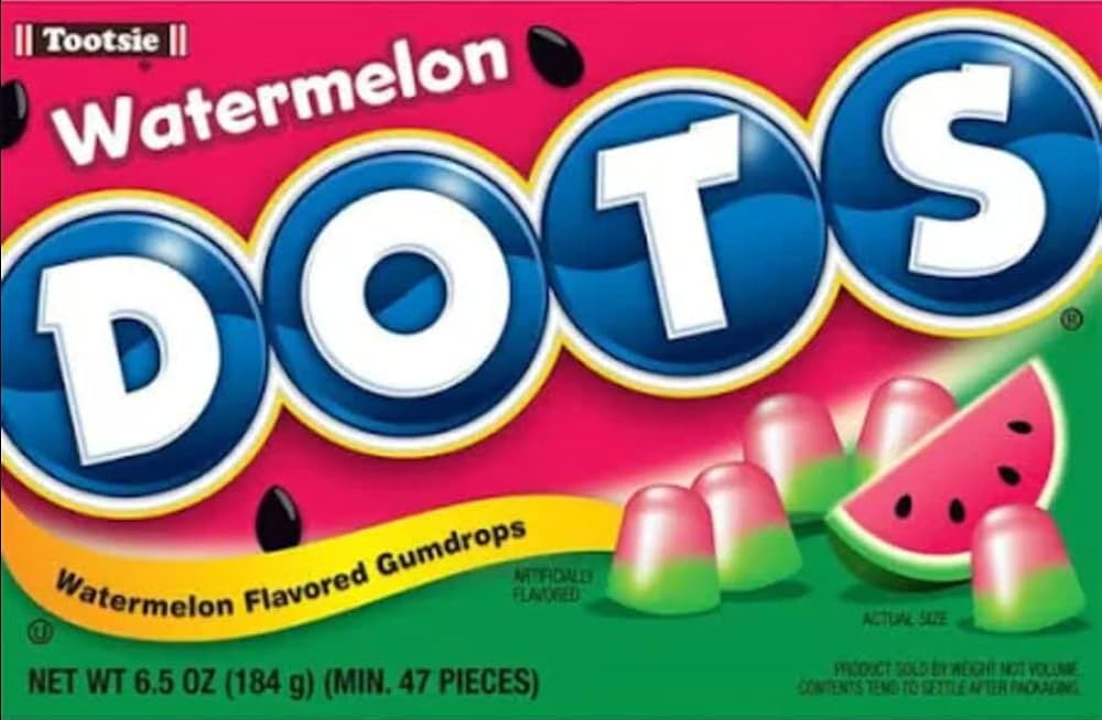 Tootsie Dots Limited Edition Watermelon Flavored Gummy Candy, 6.5 Ounce Theater Box - 12 Count ...