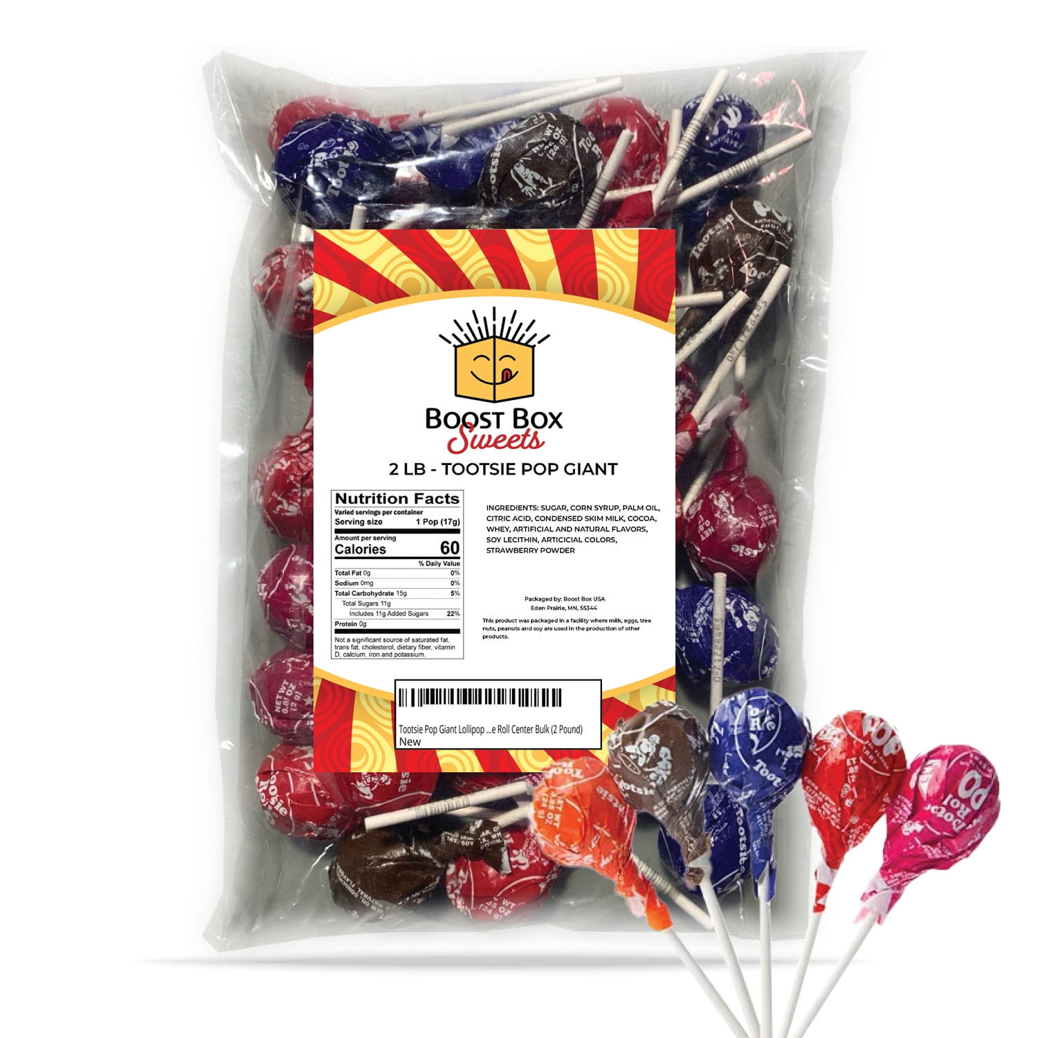 Tootsie Pop Giant Lollipop 5-Flavors Hard Candy Outside with Chewy ...