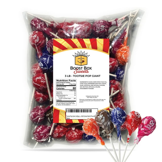 Tootsie Pop Giant Lollipop 5-Flavors Hard Candy Outside with Chewy ...