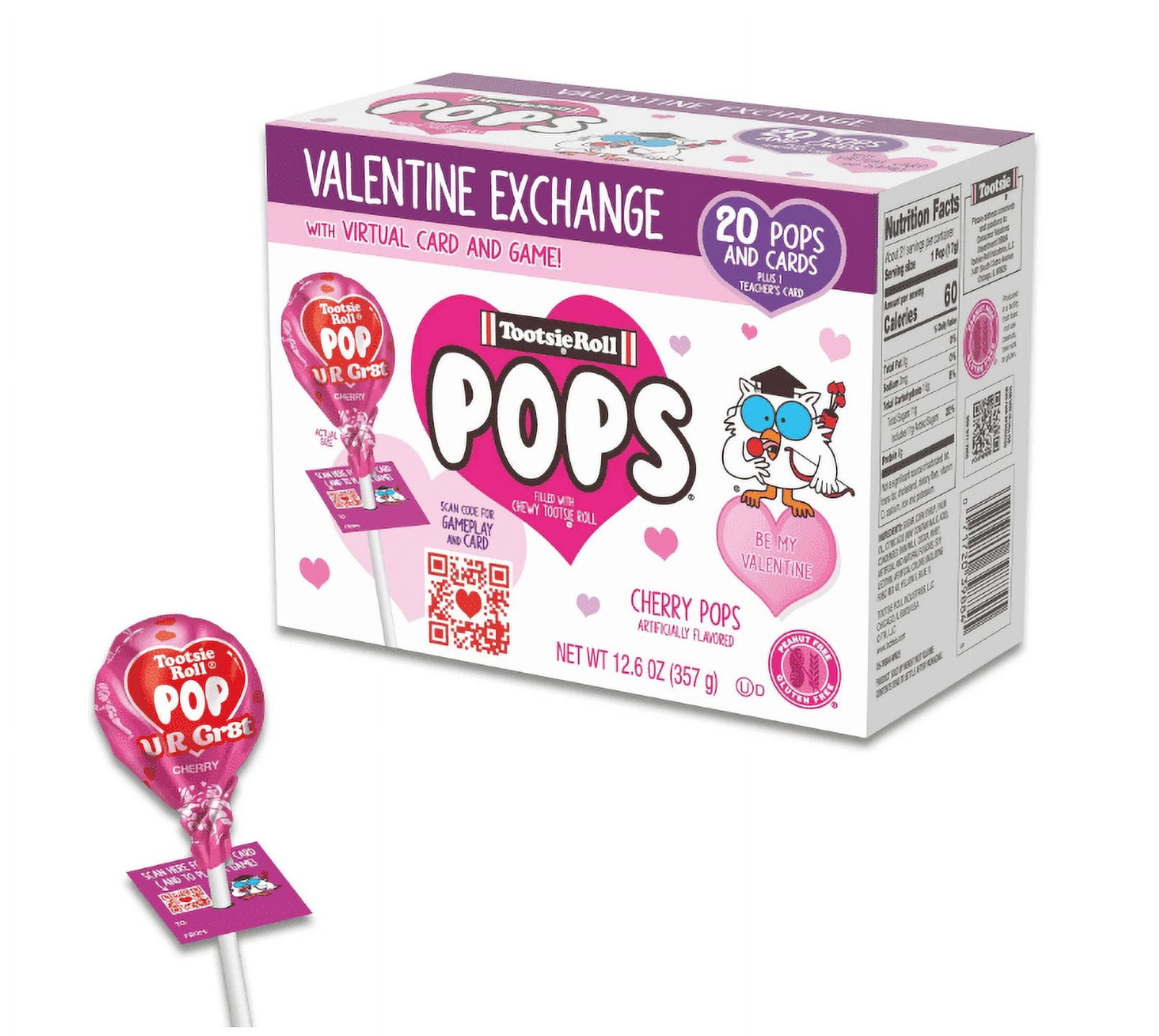 Tootsie Pop Valentine Box, 20 Pops and Cards, Assorted LollipopsTootsie ...