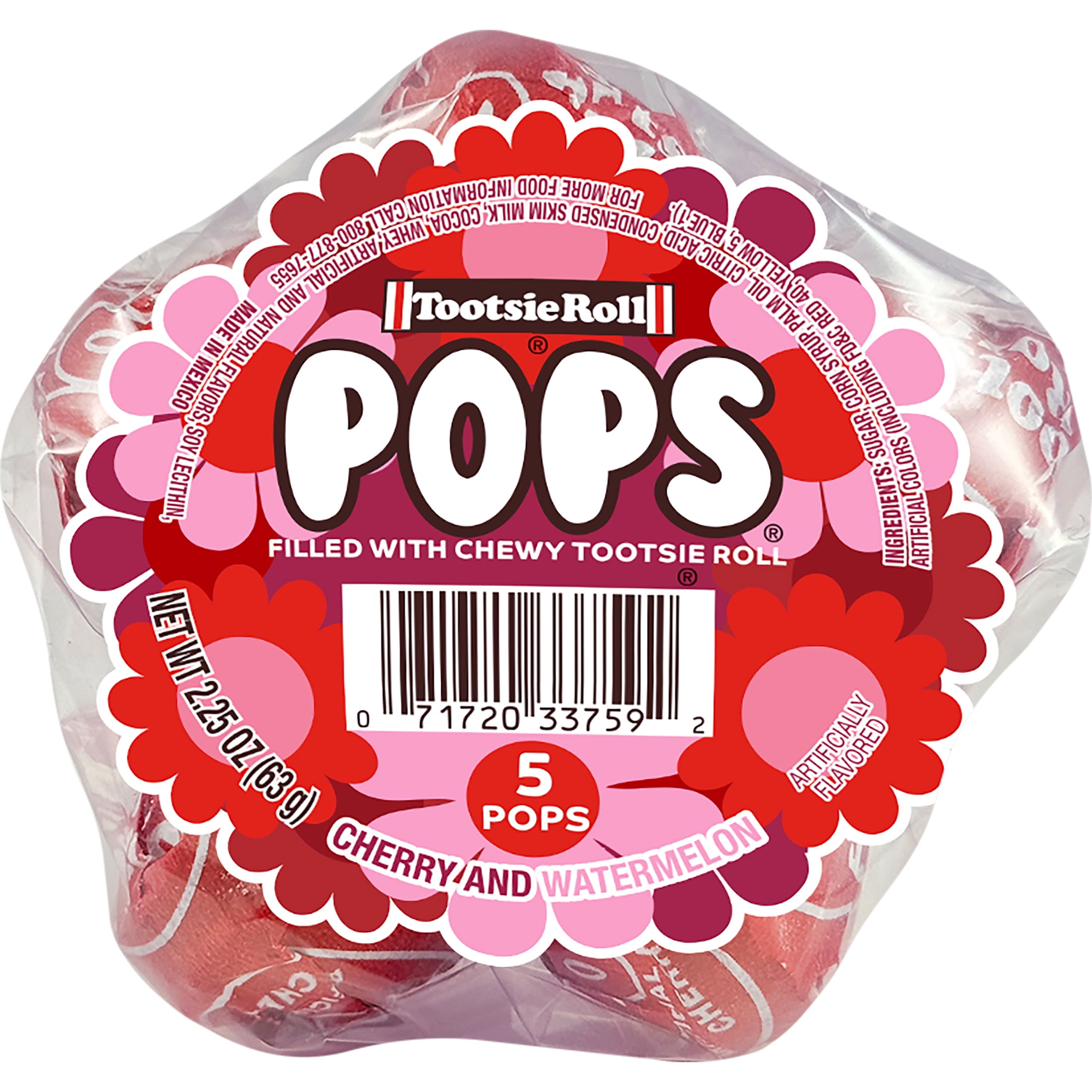 Tootsie Pop, Valentine Bunch Pops, Cherry, Lollipops, 5 ct - Walmart.com