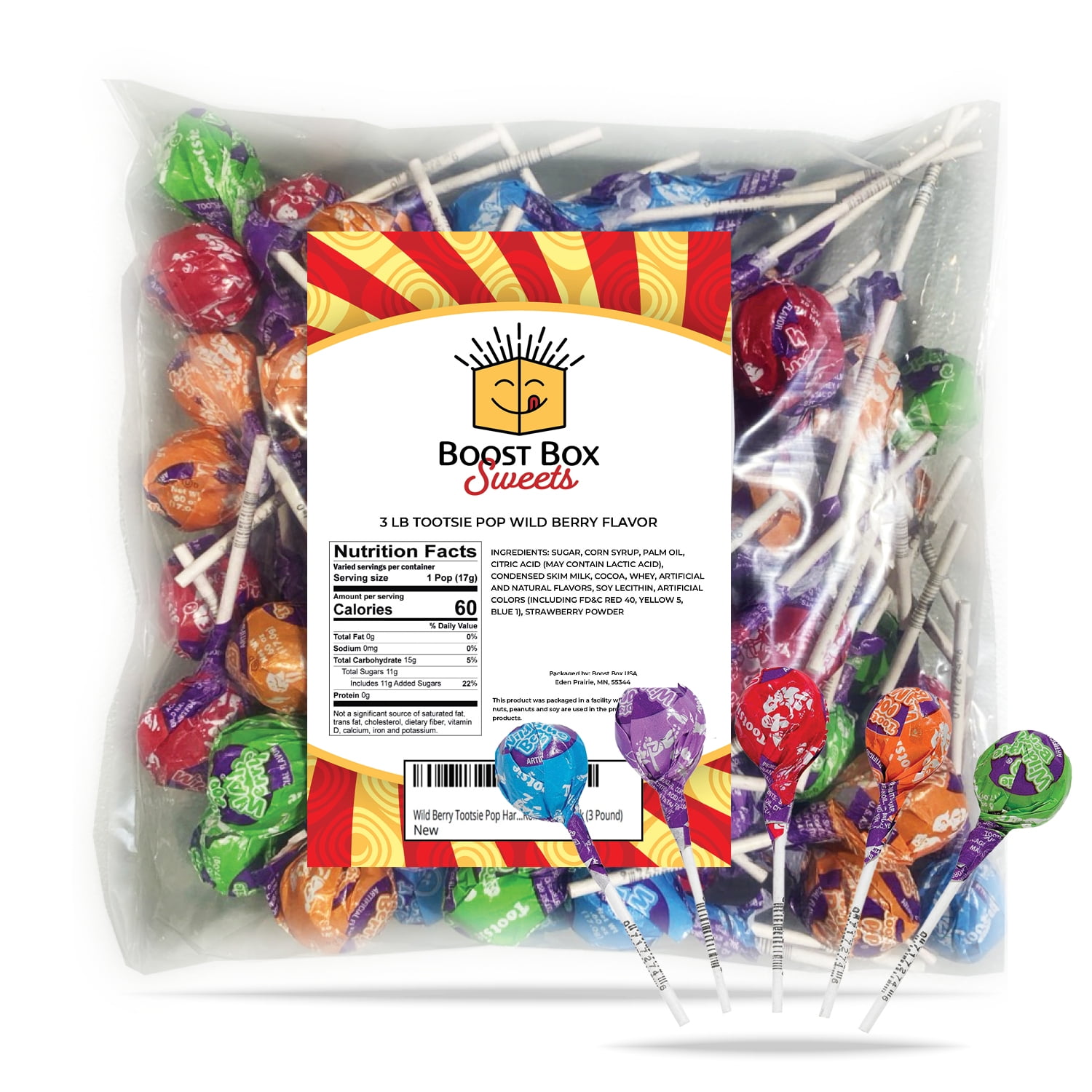 Tootsie Pop Wild Berry Hard Candy Outside Lollipop with Chewy Tootsie ...