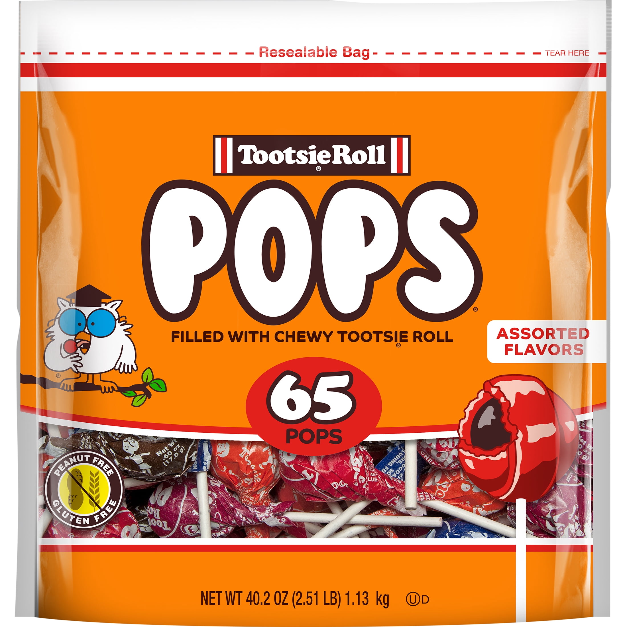 Tootsie Pops, Assorted, 65 Count. Peanut Free and Gluten Free. Contains ...