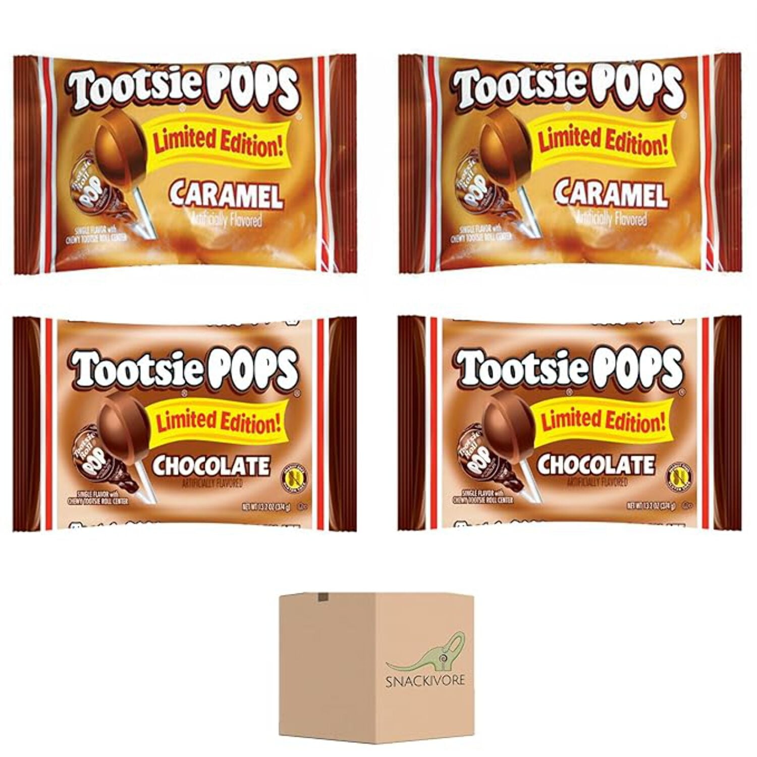 Tootsie Pops Limited Edition Bundle (2 Bags of Caramel and 2 Bags of ...
