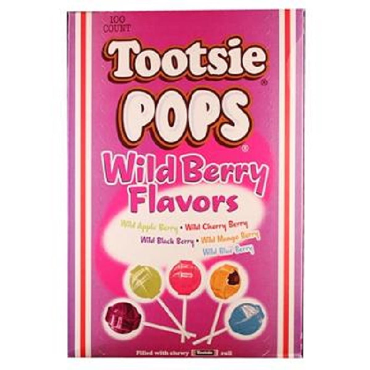 Tootsie Pops Wild Berry Flavors Assorted Cherry Bulk Lollipops, 100 ...