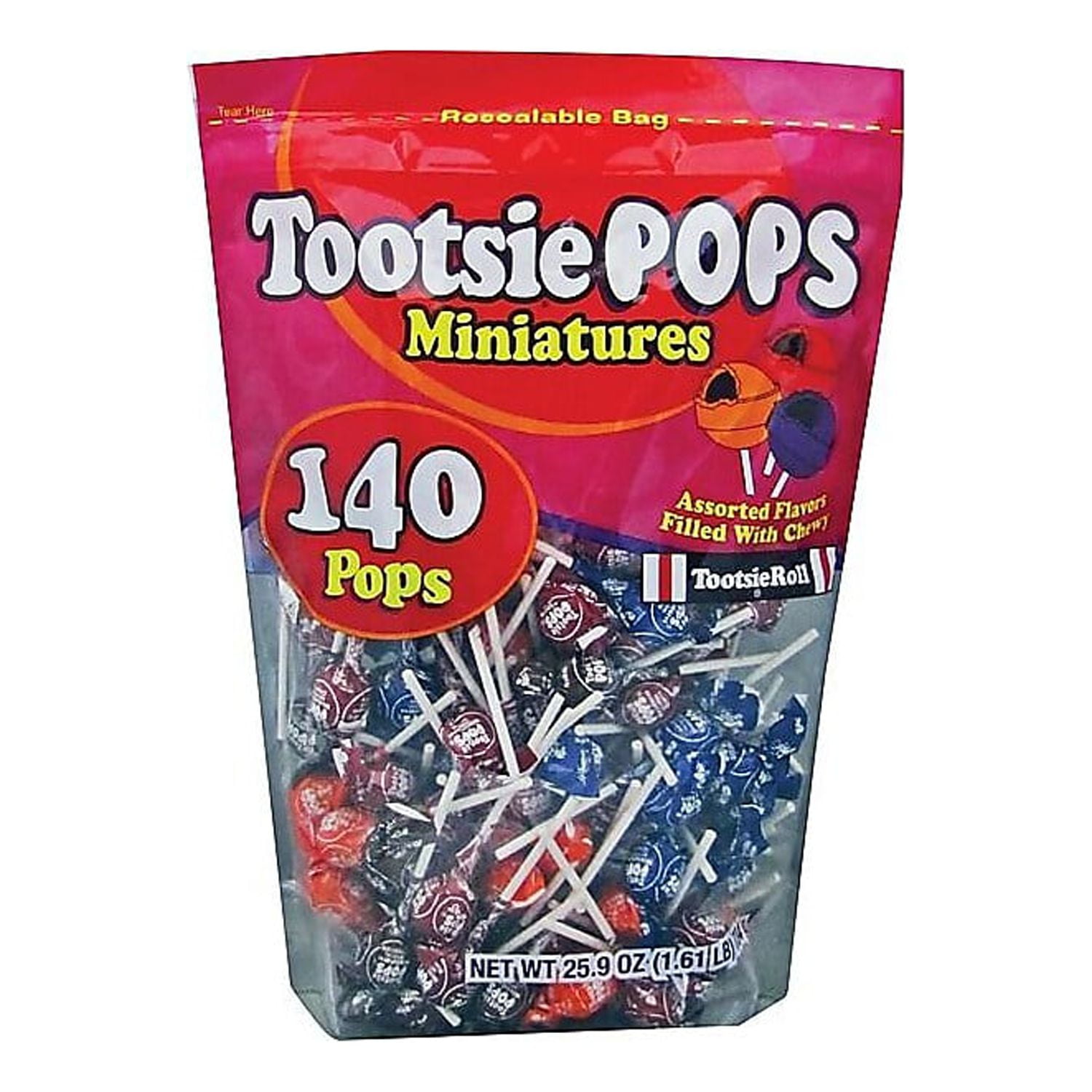 Tootsie Pops Miniature Assorted Flavors Lollipop, 25.9 Oz., 140 Count ...