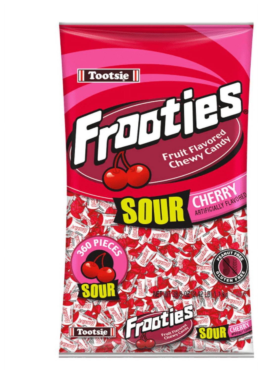 Tootsie Roll Chewy Candy Frooties Sour Cherry 360 count 38.8 oz (two ...