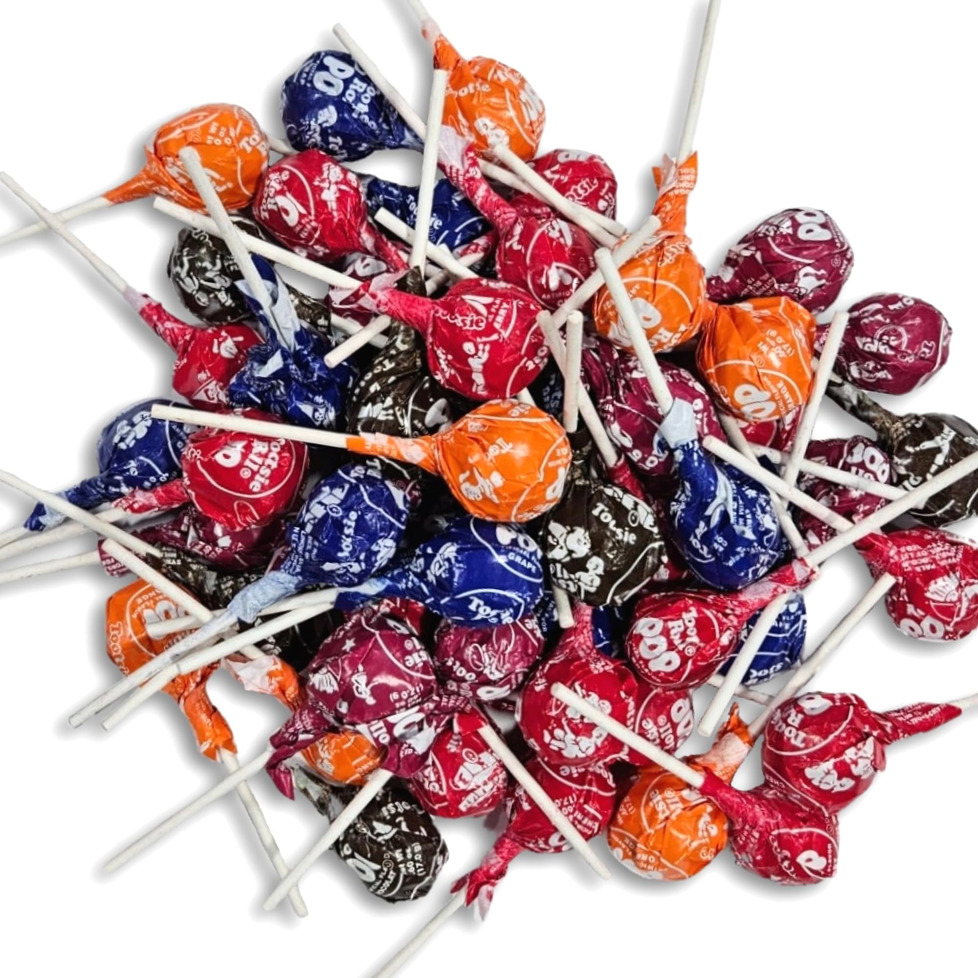 Tootsie Roll Chocolate Candy Filled Lollipops Bulk Value Pack | Cherry ...