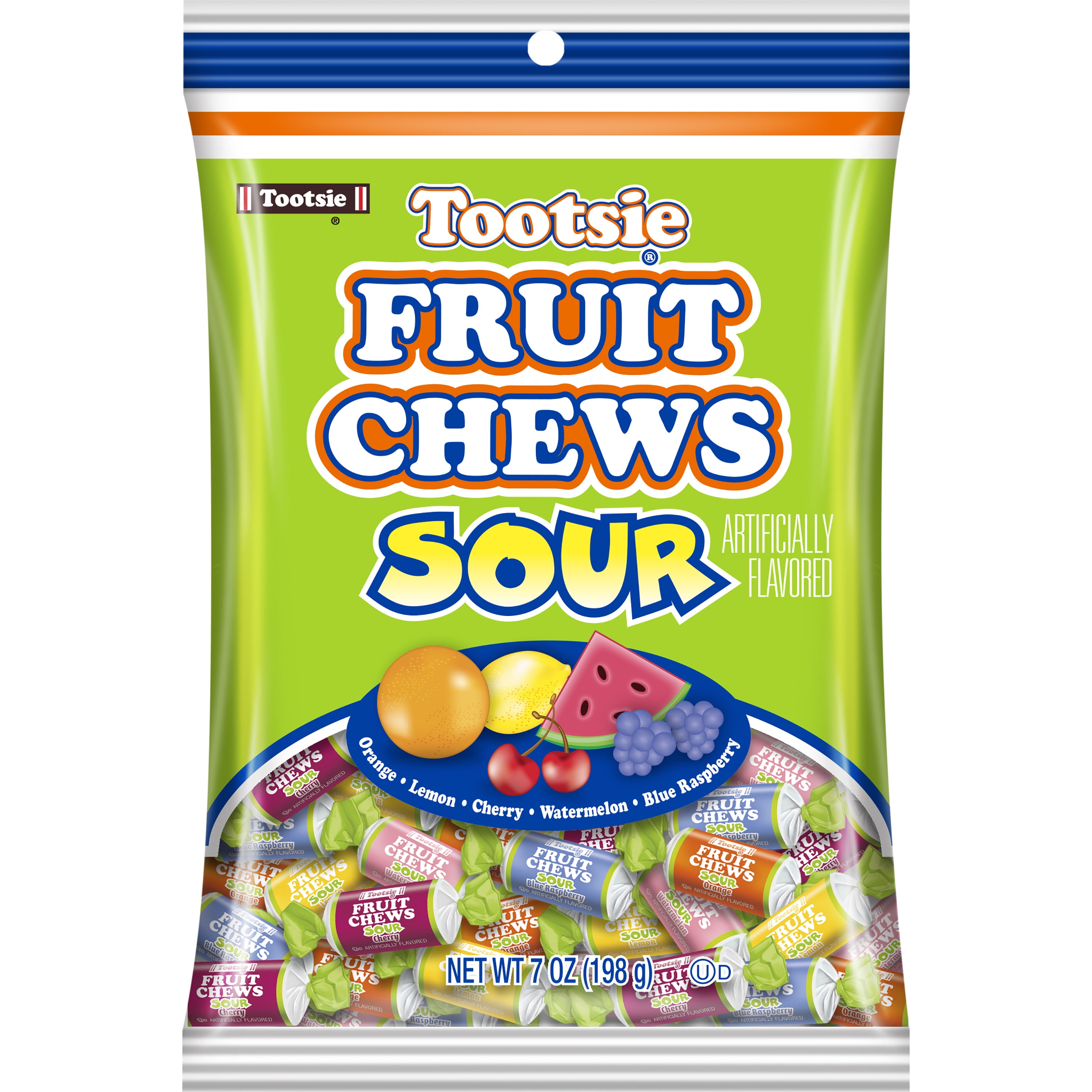 Tootsie Roll Sour Fruit Chews Candy, Assorted Flavors including Cherry ...