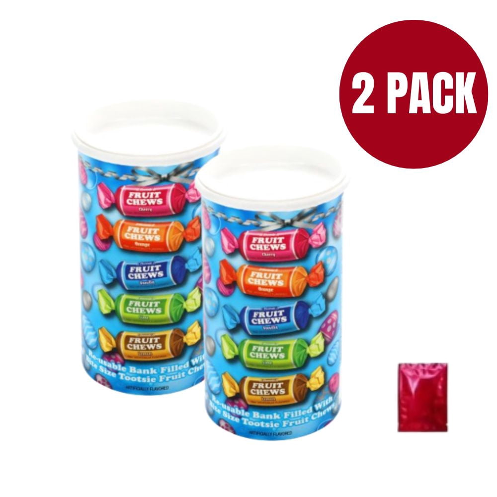 Tootsie Roll Fruit Chews Reusable Bank (2 Pack Bundle) – Assorted Fruit ...