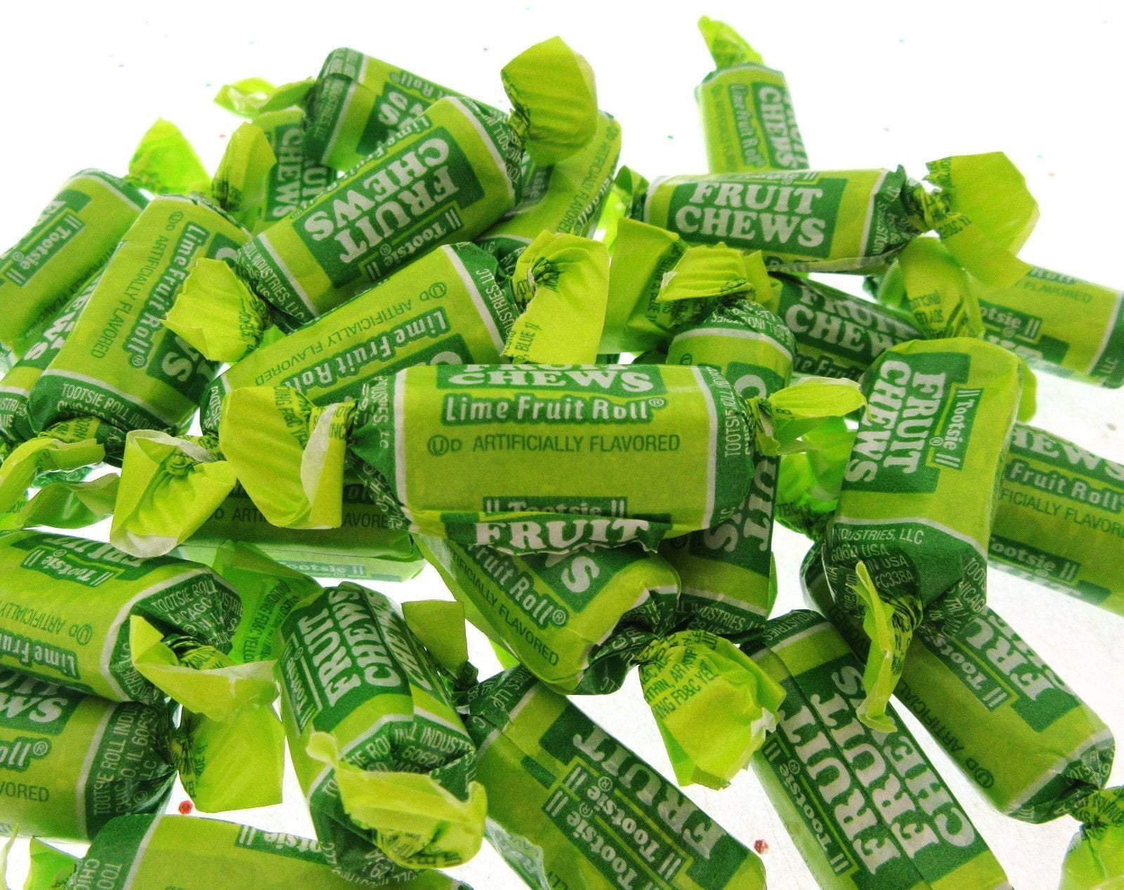Tootsie Roll Lime Fruit Chews Candy, Sweet Chewy Gummy, Half Pound, 8oz ...