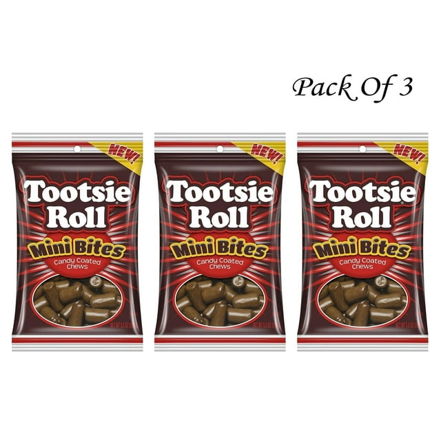 Tootsie Roll Mini Bites Candy Coated Chews 55 Oz Pack Of 3