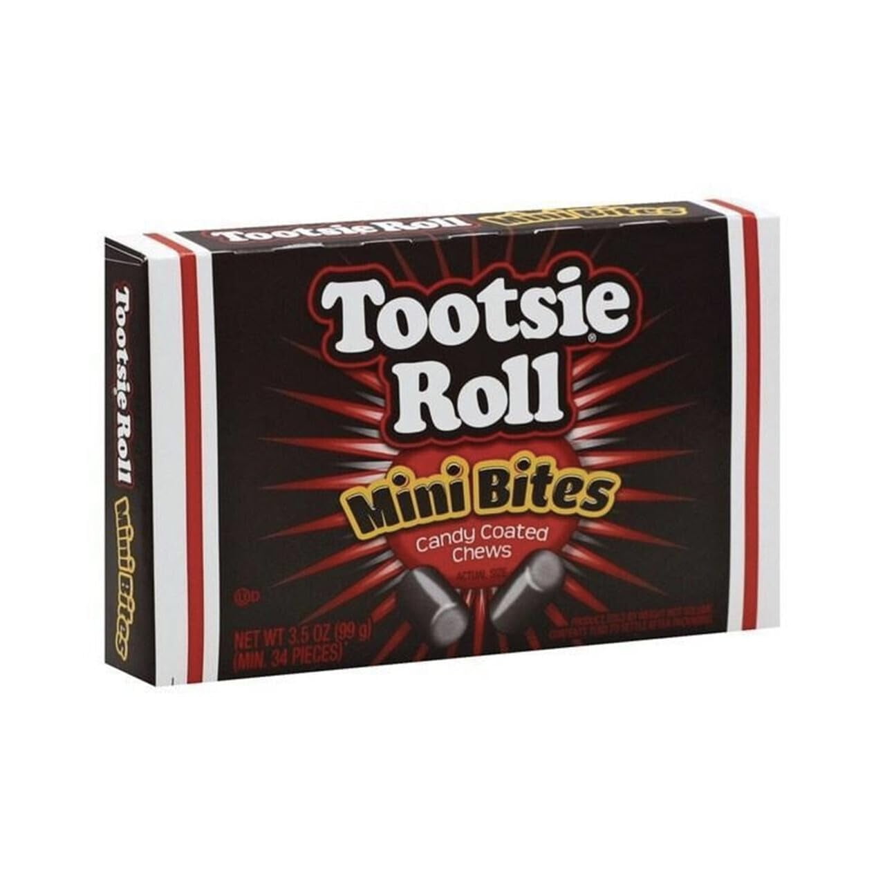 Tootsie Roll Mini Bites Candy Coated Chews Movie Theater Box, 3.5 Oz ...