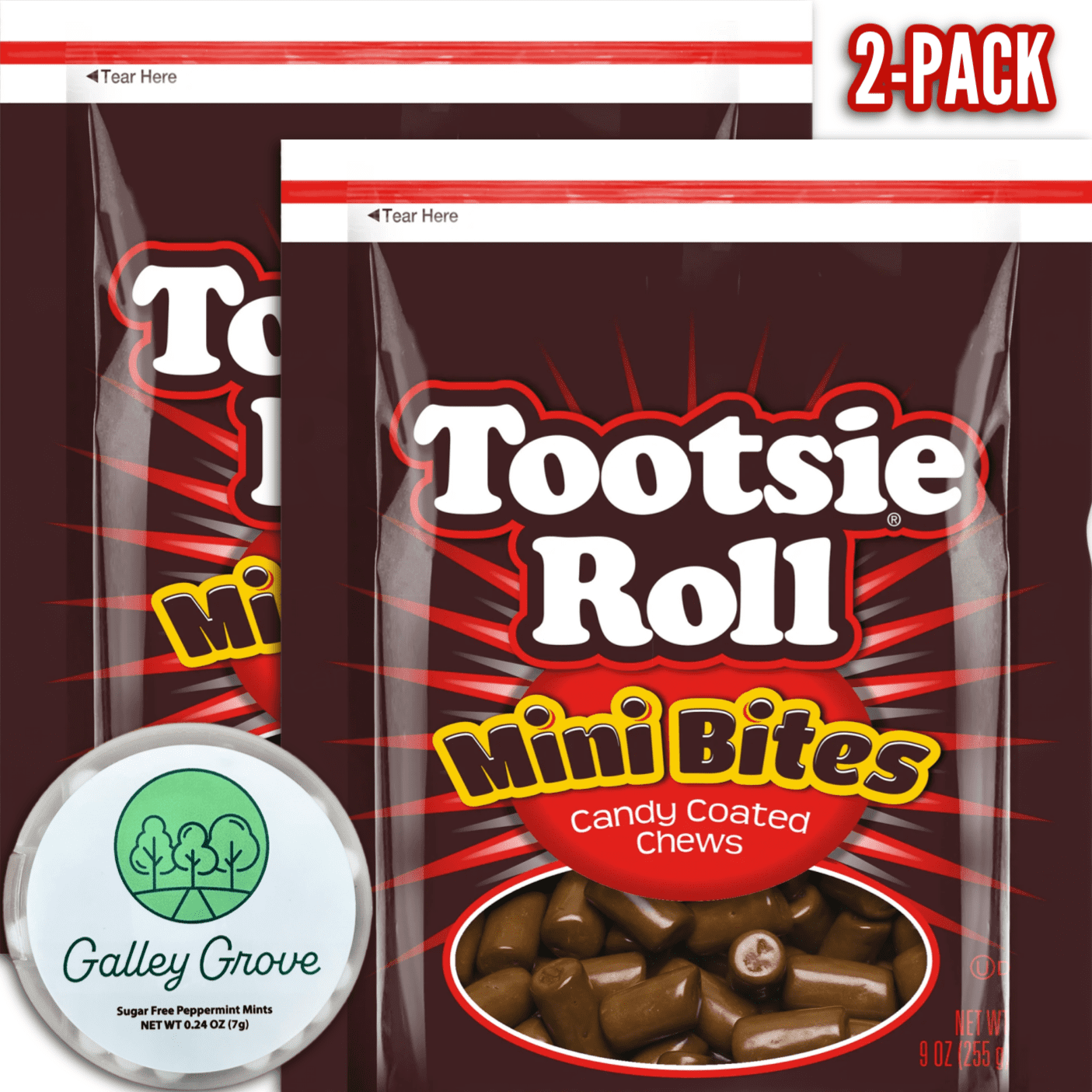 Tootsie Roll Mini Bites Candy Coated Chews, Peanut & Gluten Free, 9 oz ...