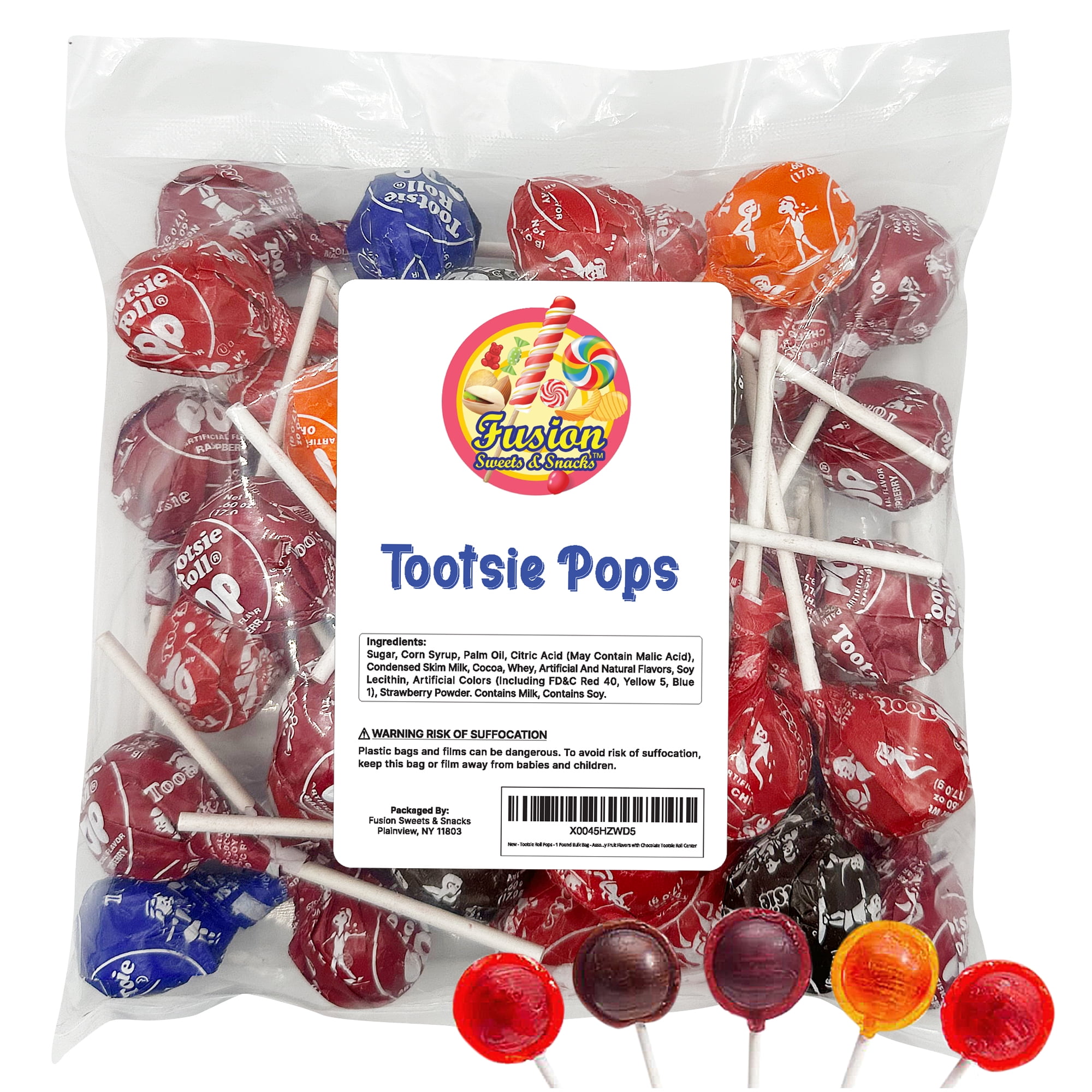 Tootsie Roll Pops - Candy Fruit Flavors with Chocolate Tootsie Roll ...