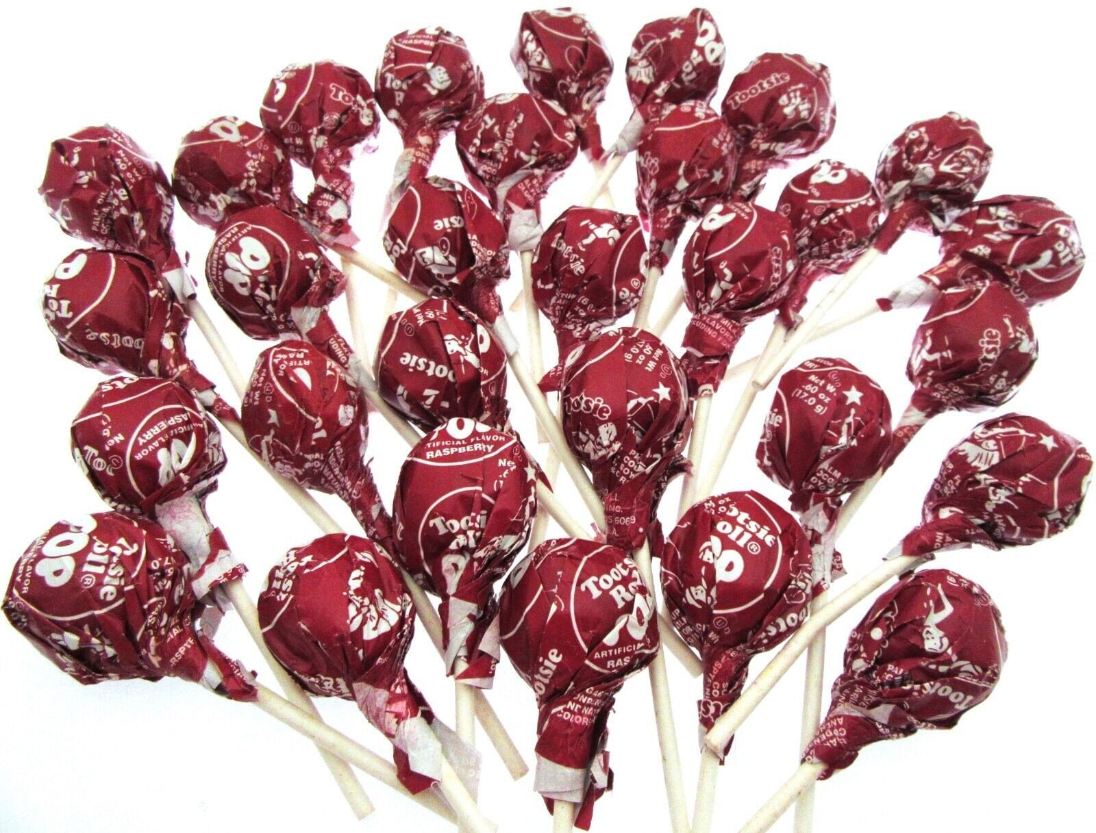 Tootsie Roll Raspberry Pops One Pound 16oz Suckers Chocolate Chews ...