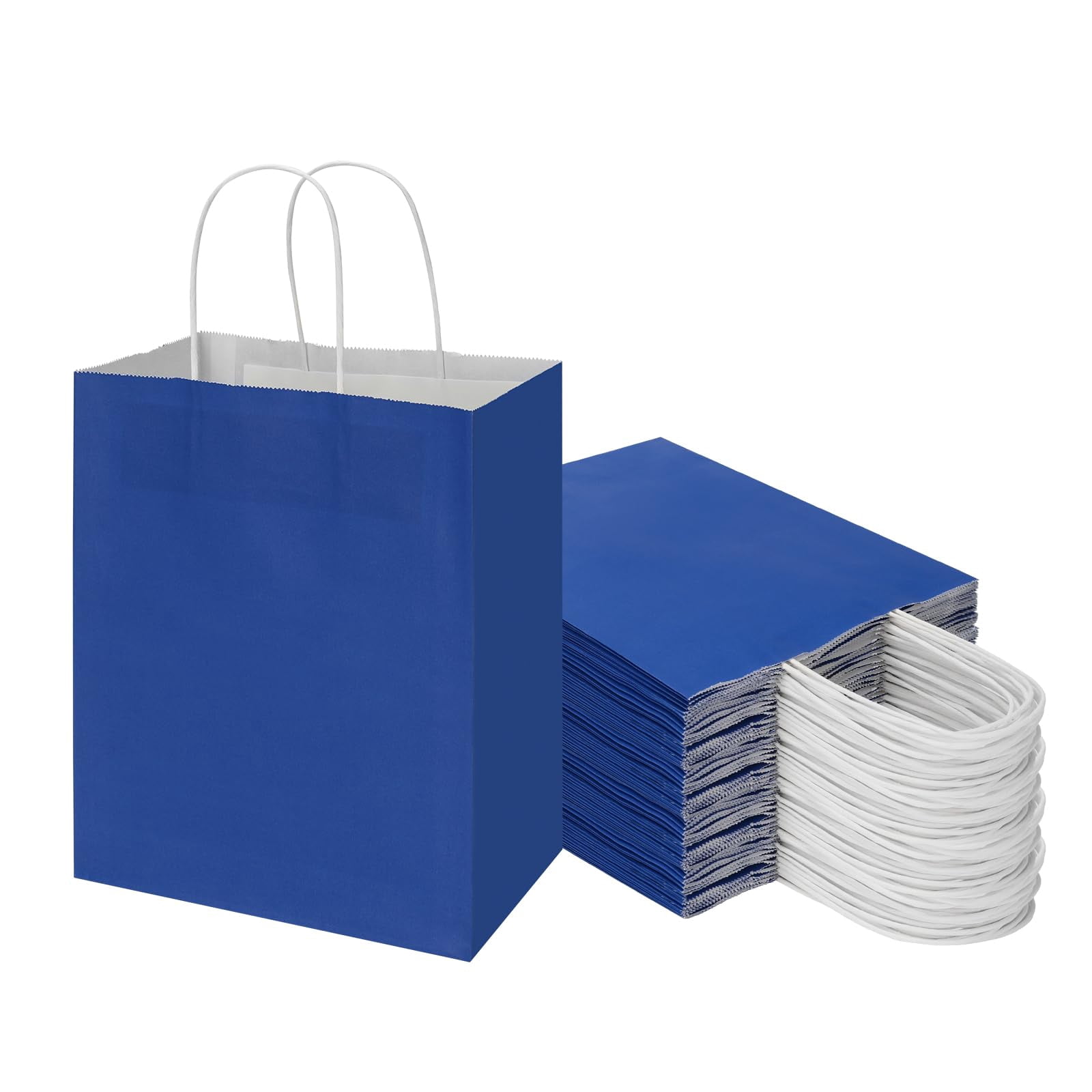 Toovip 50 Pack 8x4.75x10 Inch Medium Royal Blue Kraft Paper Bags with ...