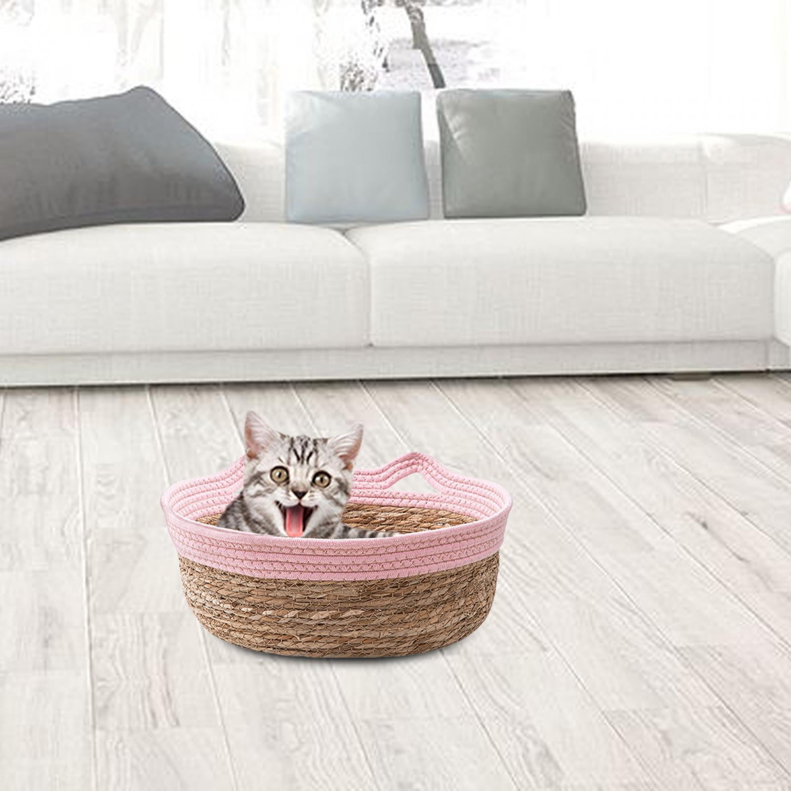Tooyful Hand Woven Cat Bed Basket Cat Scratch Mat Pet Mat Summer ...