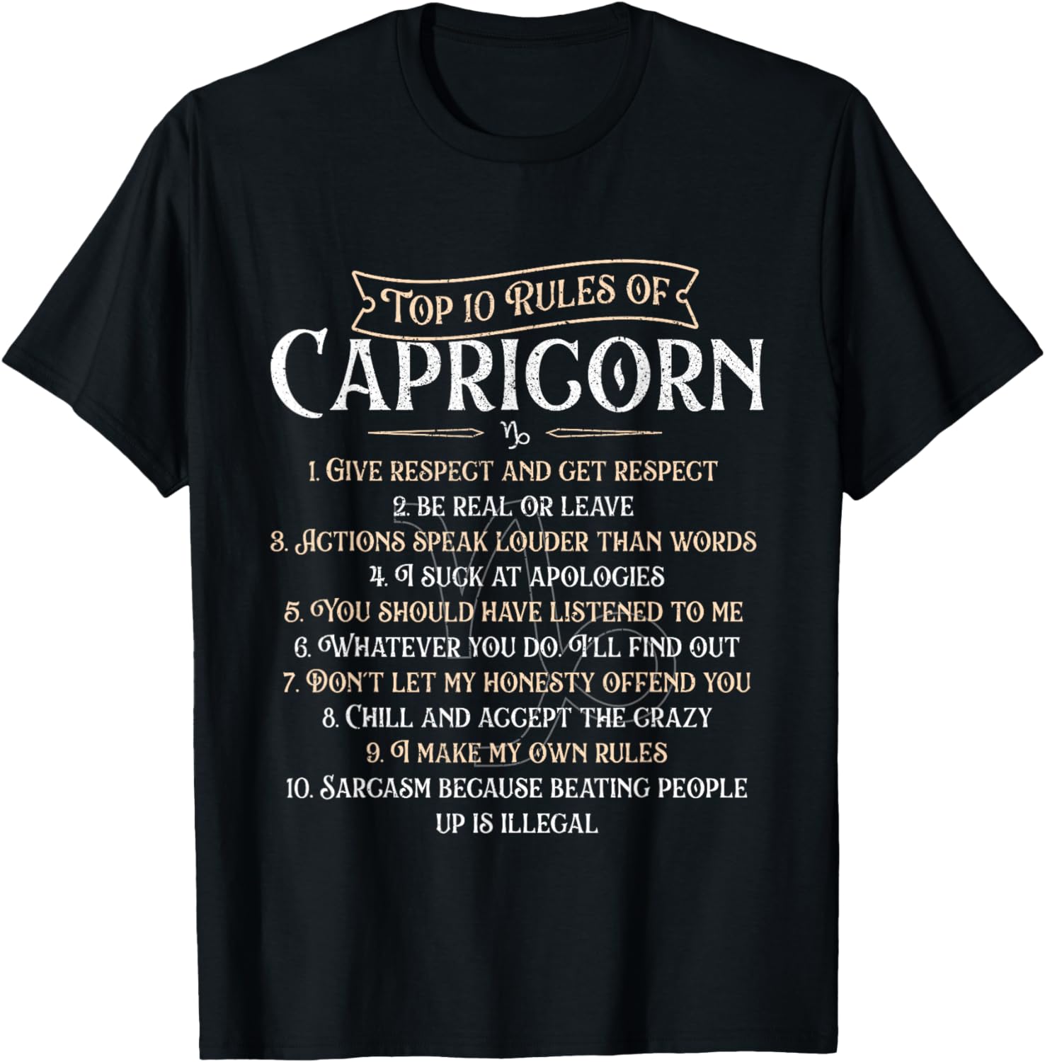 Top 10 Rules Of Capricorn - Astrology Horoscope Zodiac Sign T-Shirt ...