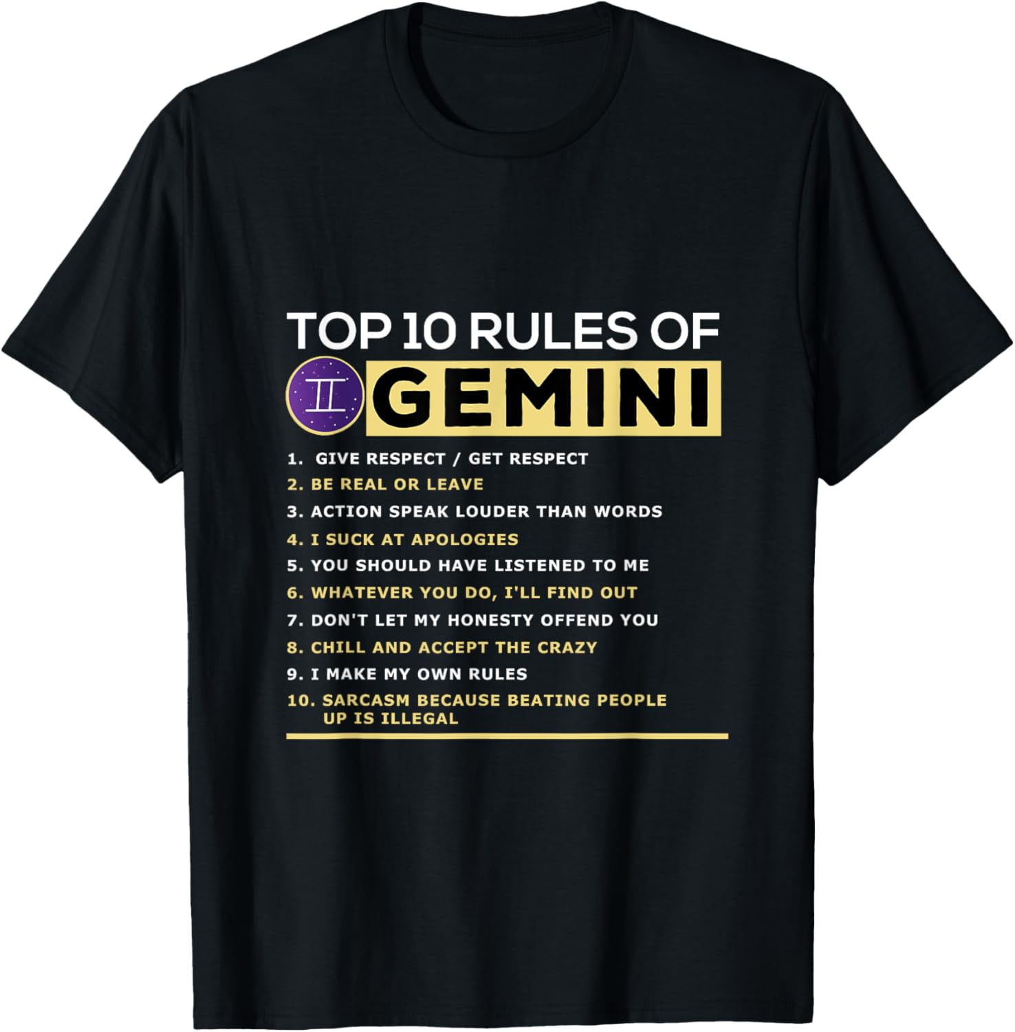 Top 10 Rules Of Gemini Facts Traits Horoscope Zodiac Sign T-Shirt ...