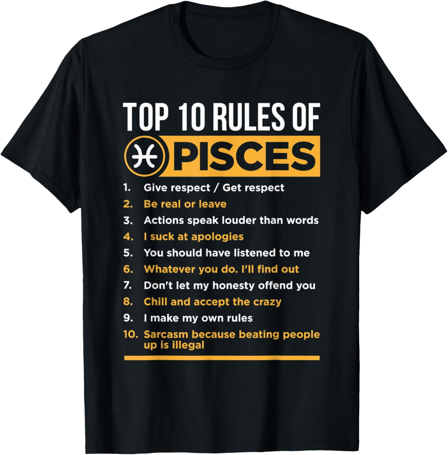 Top 10 Rules Pisces Facts Traits Horoscope Zodiac Sign T-Shirt - Walmart.com