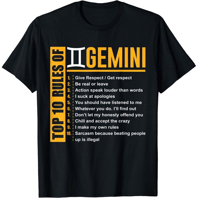 Top 10 Rules of Gemini Birthday Gifts T-Shirt - Walmart.com