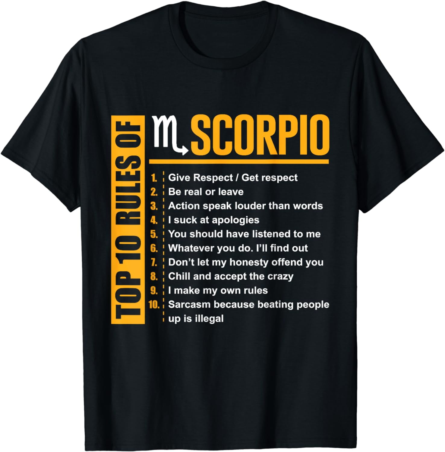 Top 10 Rules of Scorpio Birthday Gifts T-Shirt - Walmart.com