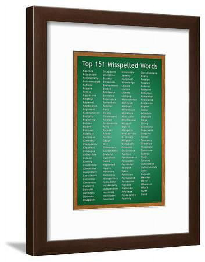 Top 151 Commonly Misspelled Words Educational Poster, Framed Art Print ...