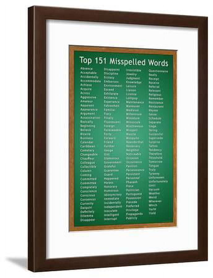 Top 151 Commonly Misspelled Words Educational Poster, Framed Art Print ...