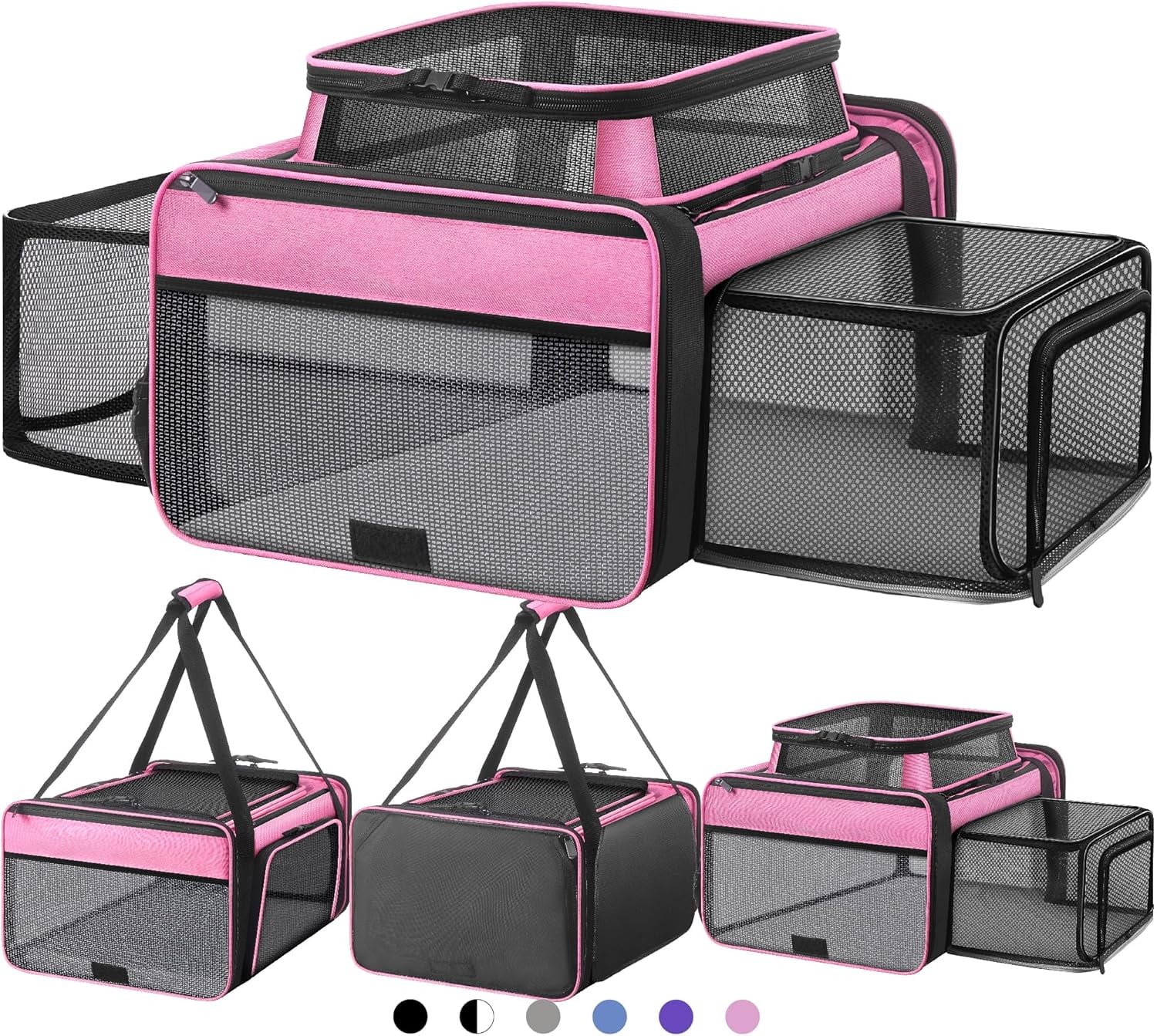 Top and 2 Sides Expandable Large Cat Carrier 18x13.5x9.5, TSA Airline ...