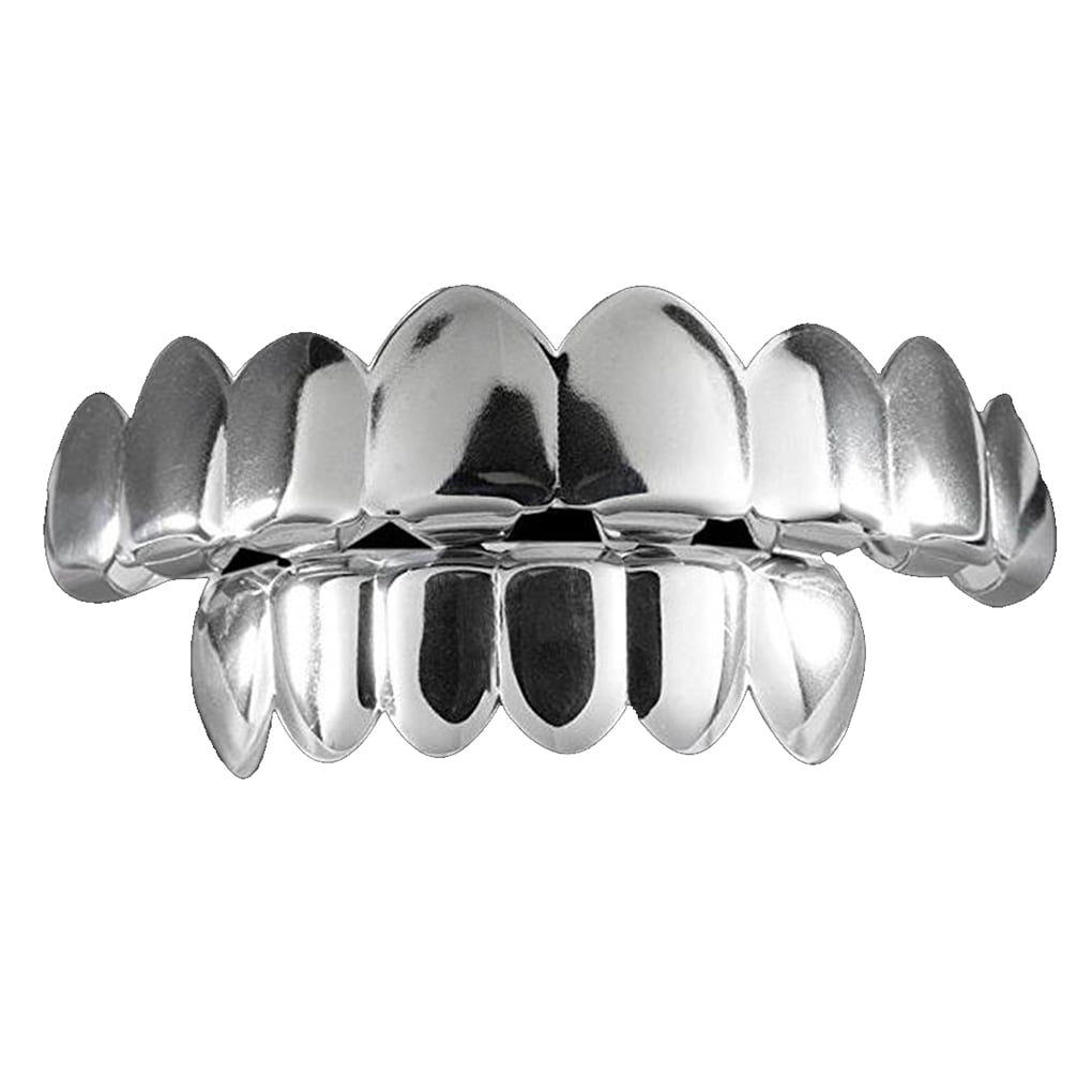 Top Bottom False Teeth Portable Halloween Grills Copper Plated Gold ...