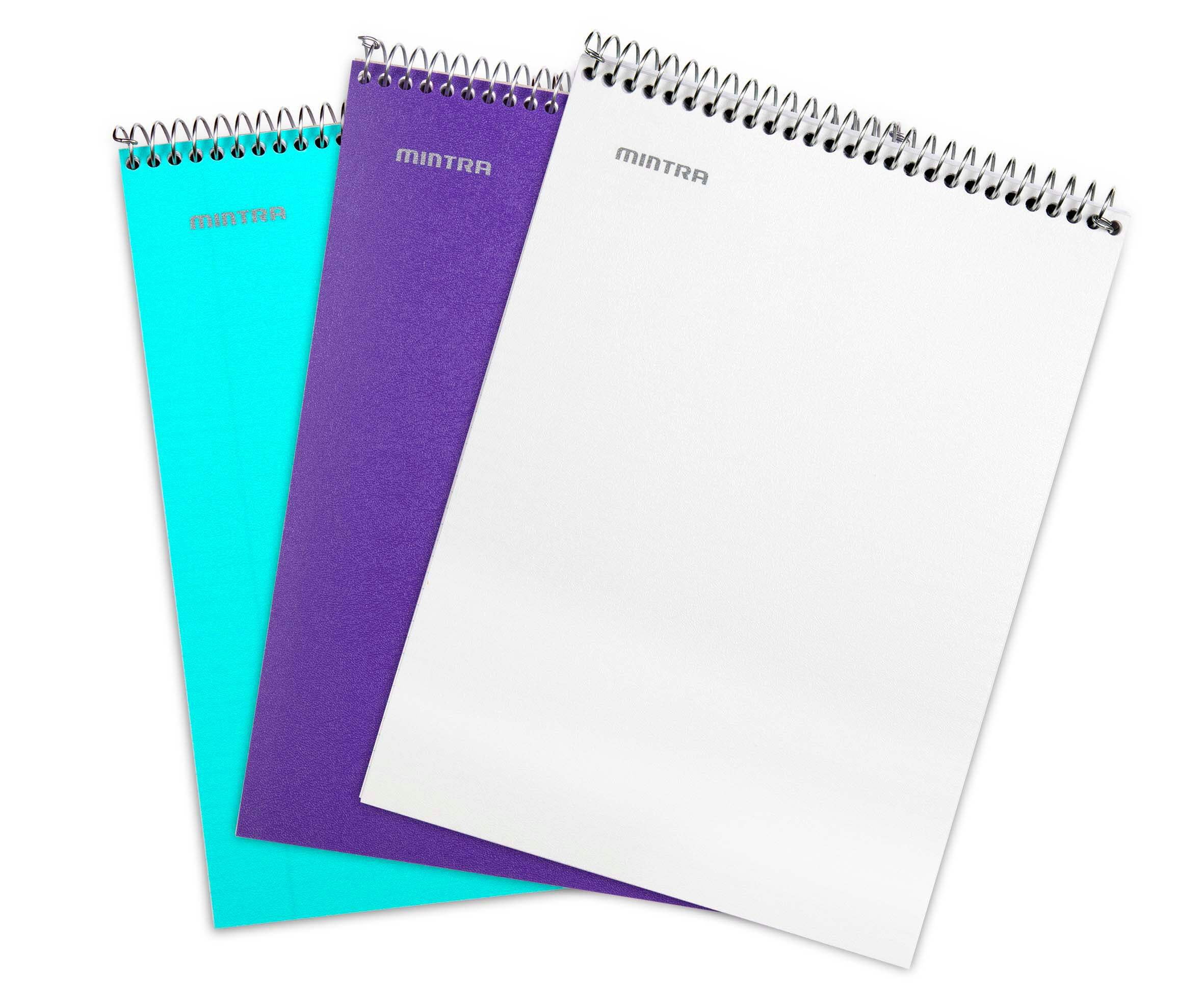 Top Bound Spiral Notebook (Teal, Purple, White, College Ruled 3pack ...