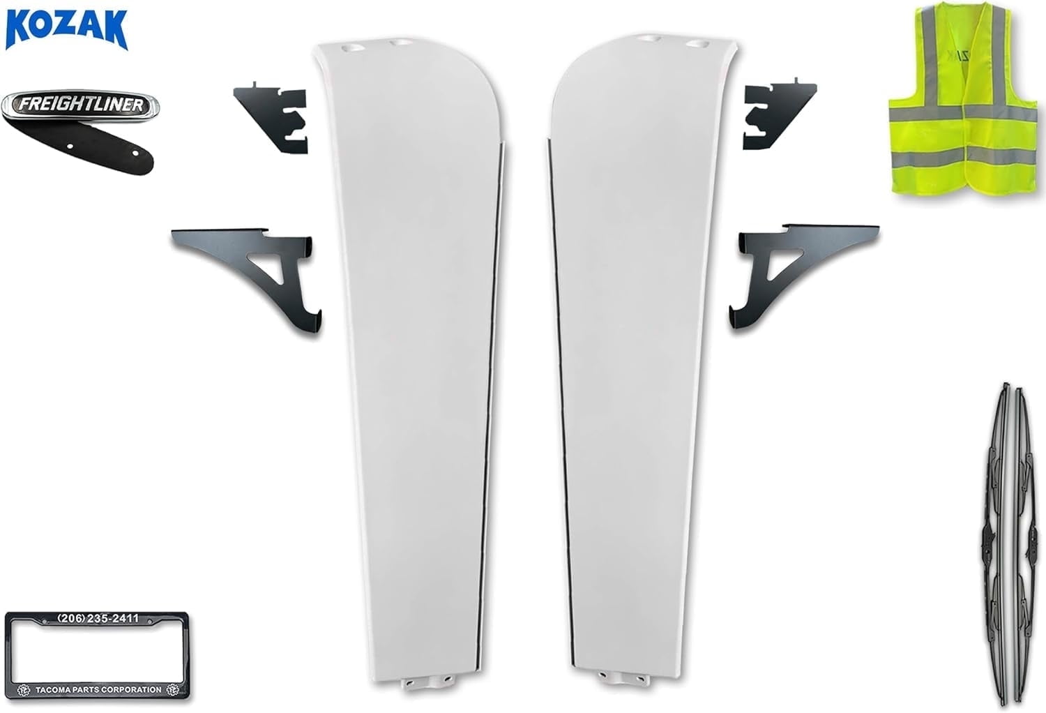 Kozak Narrow Version Semi Truck Cab Fairings with Brackets, 2-Pack ...