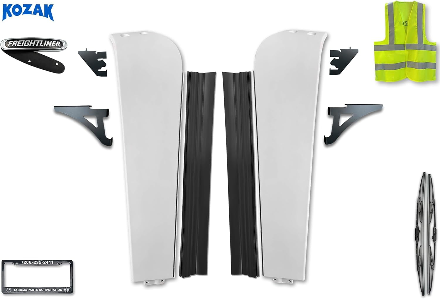 Top Cabin Narrow Fairings w/Stripes & Brackets Set Freightliner ...
