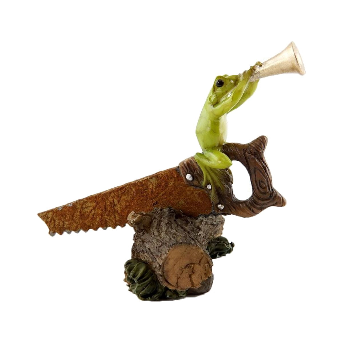 Top Collection Miniature Garden Frog Statues (Frog Playing Horn on ...